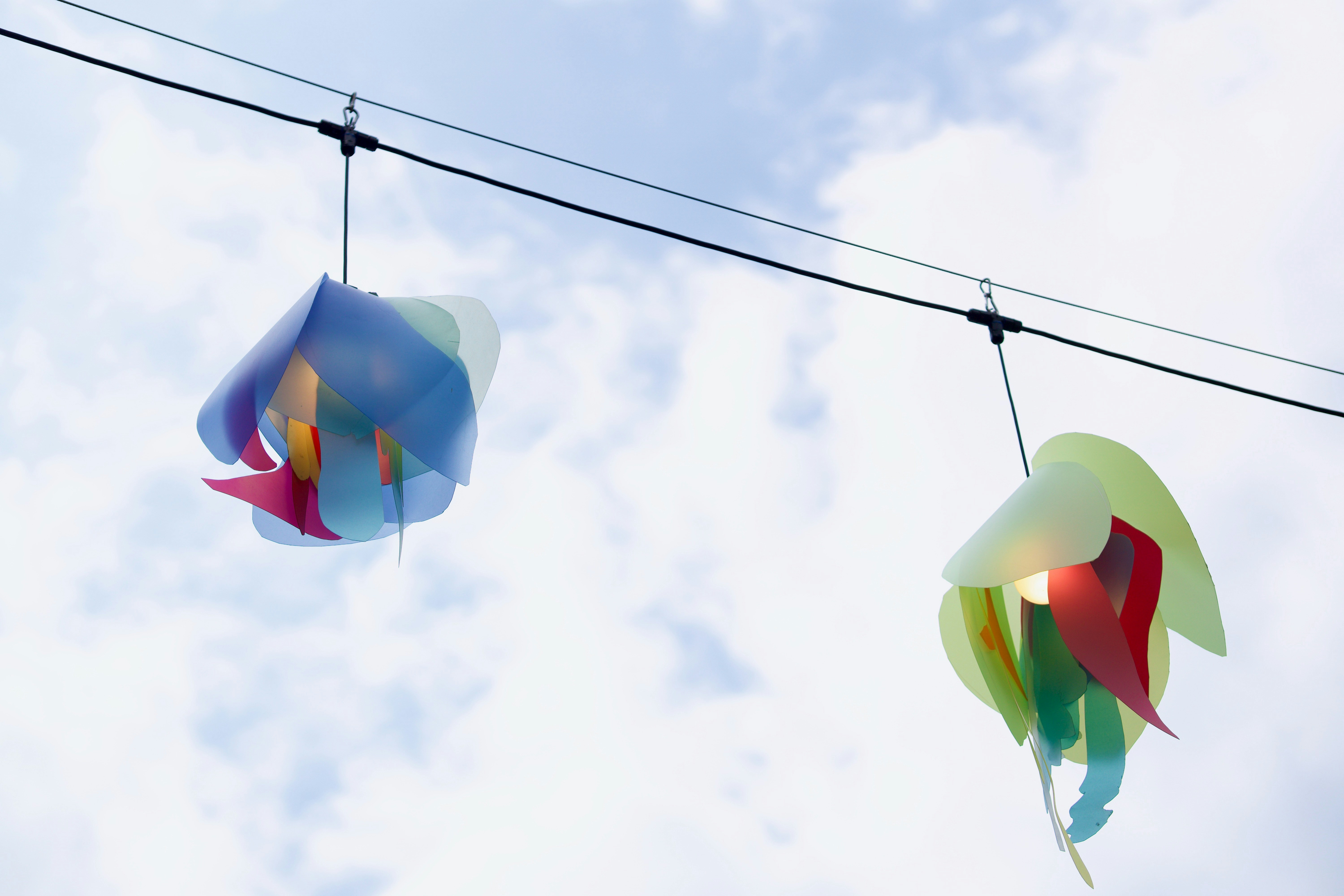 Chromatic Wind Orbs on a Wire