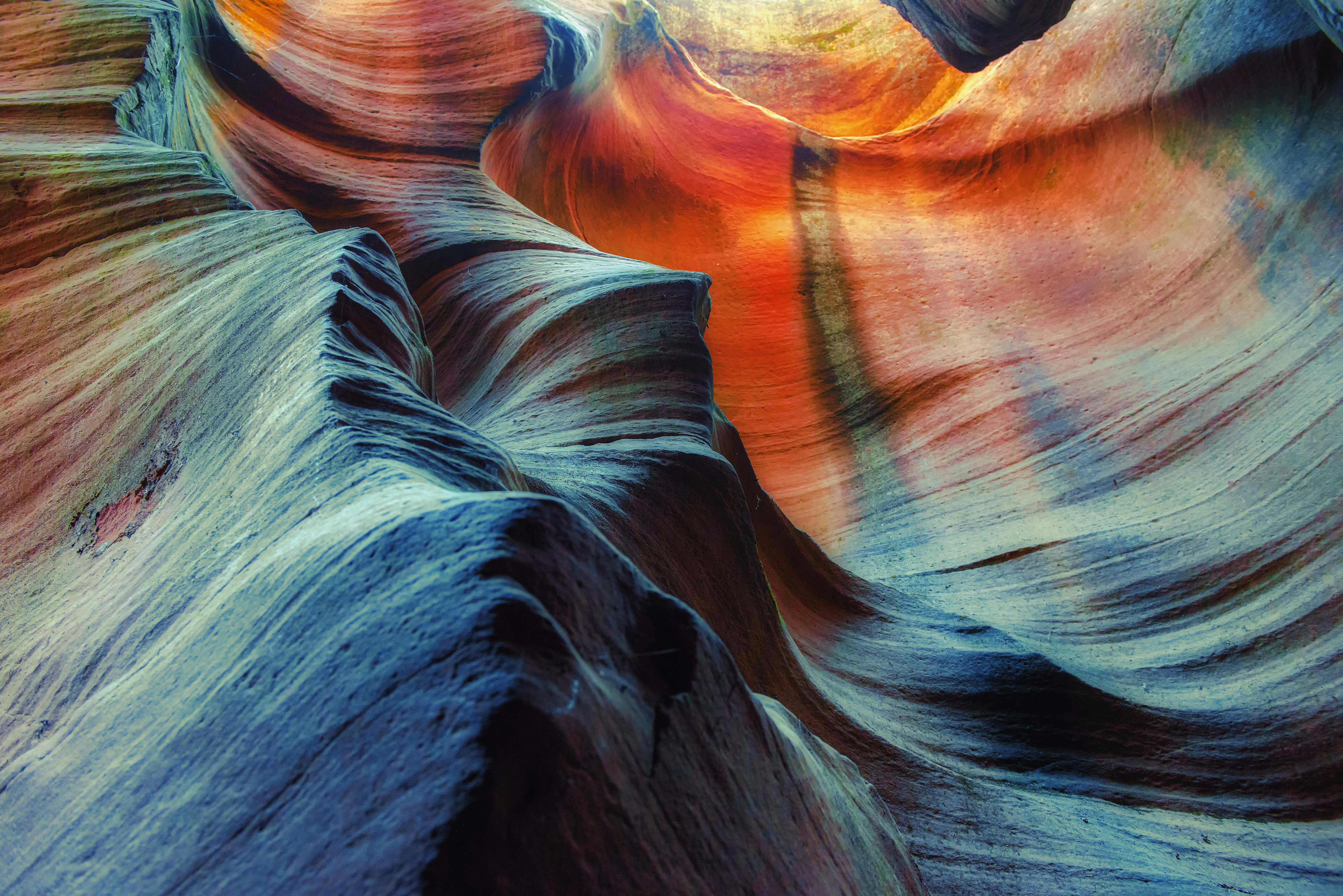 Cauldron of Color: Blue Shadows Meet Sunset Fire in a Slot Canyon