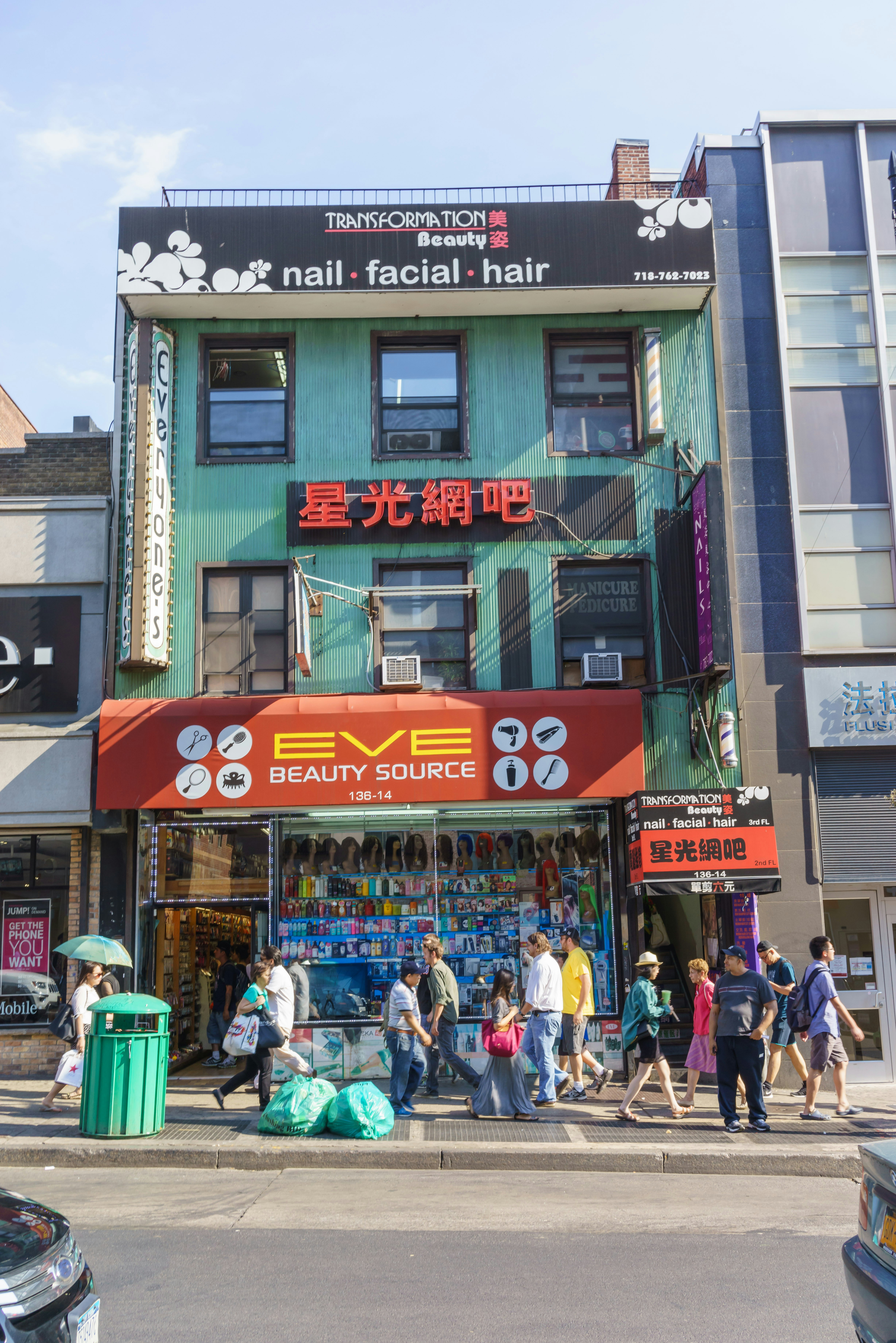 a group of people outside of a store