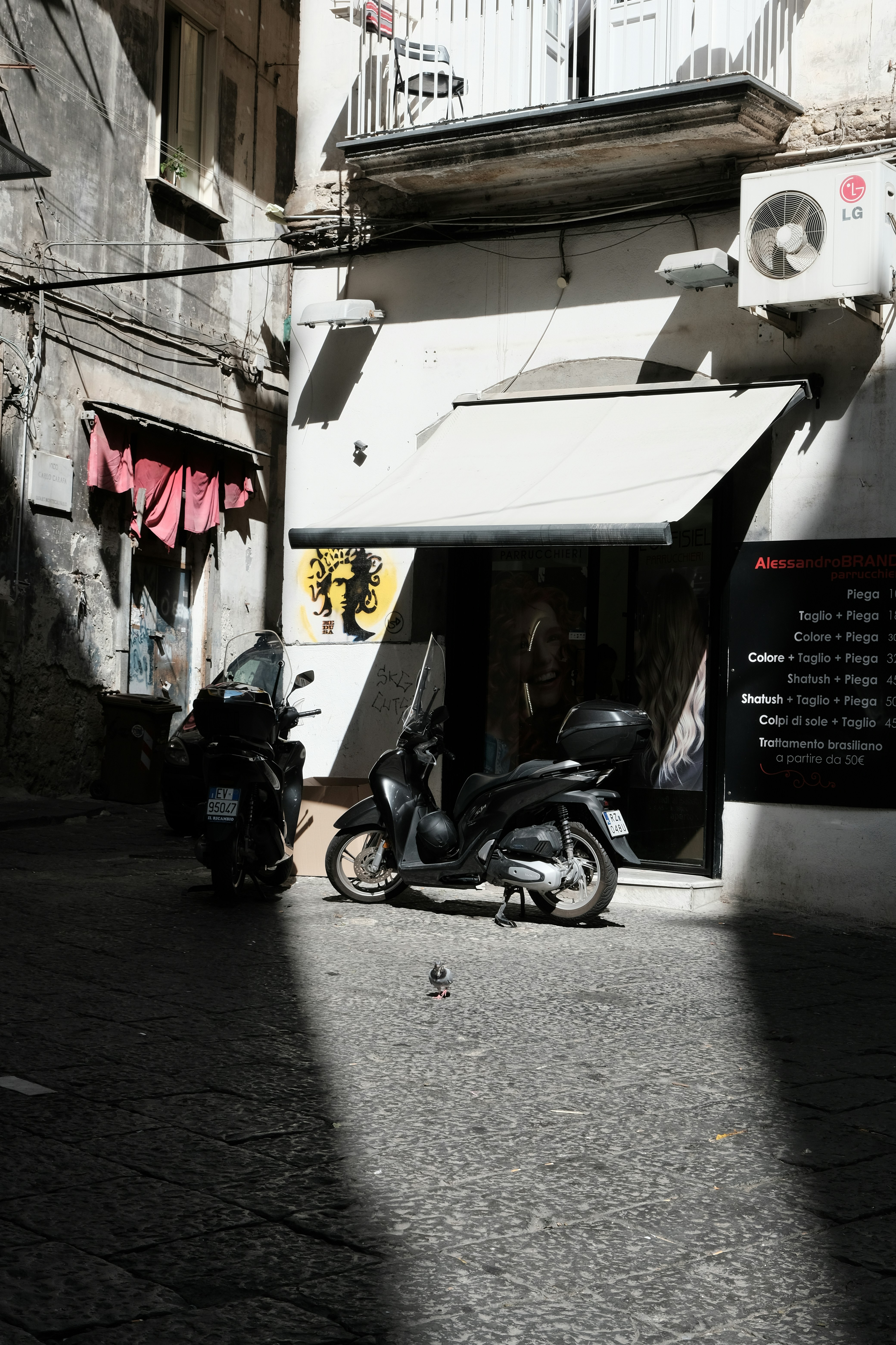 A typical street in the Spanish Quarters in Naples, Italy.