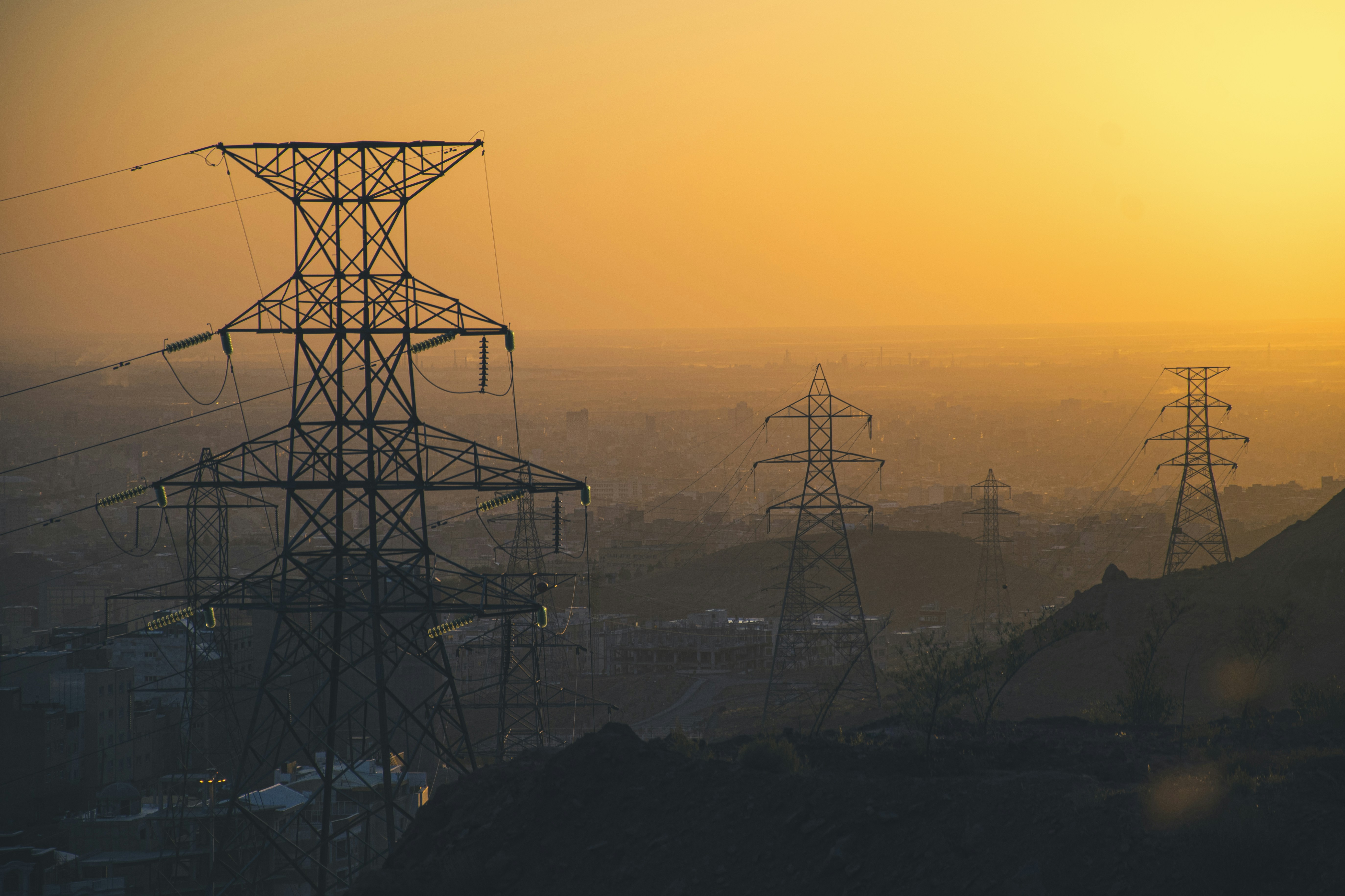 Un groupe de lignes électriques photo – Photo Fond d'écran coucher de ...