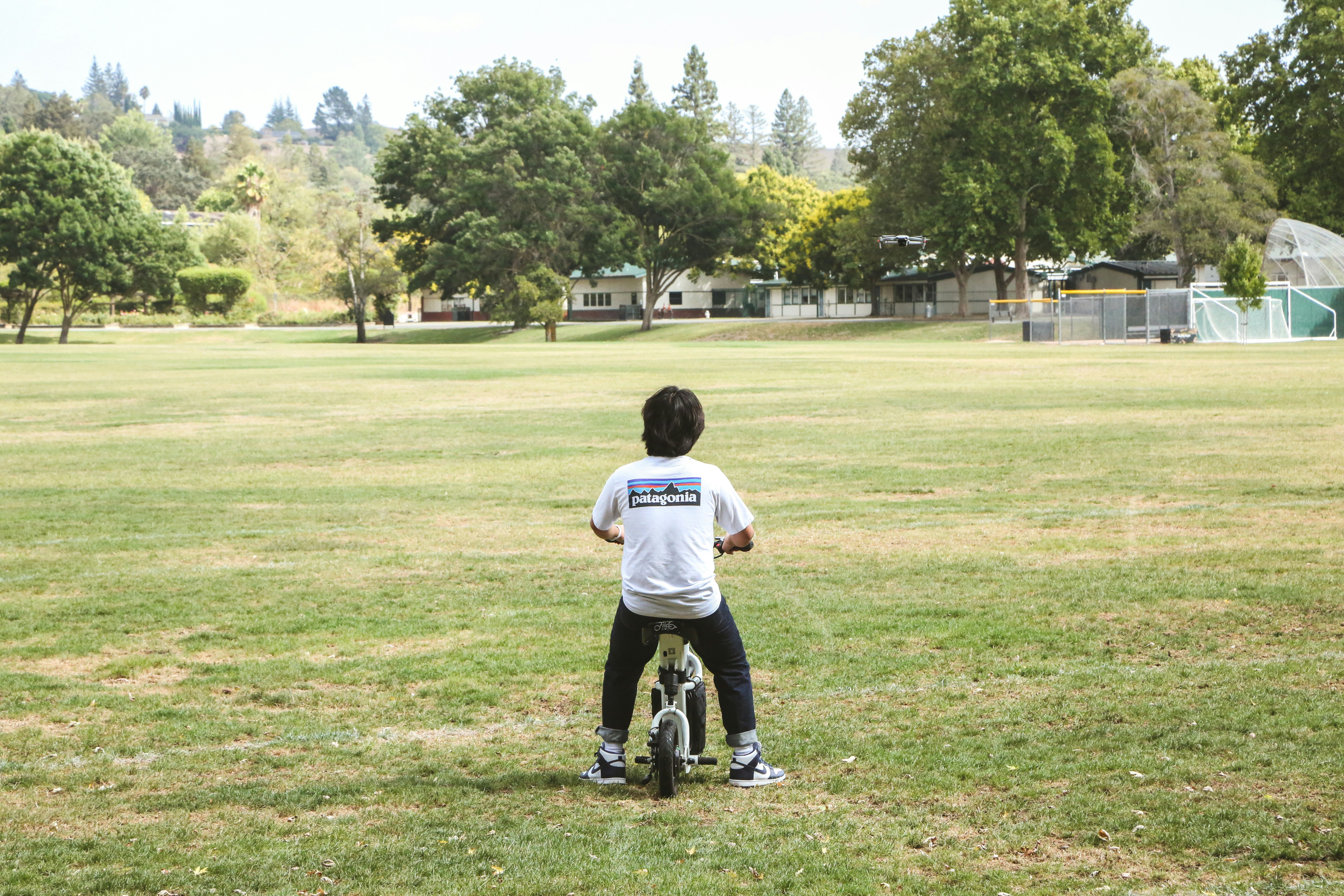 Central Field: Child on a Tiny Bicycle in Sunlit Grass