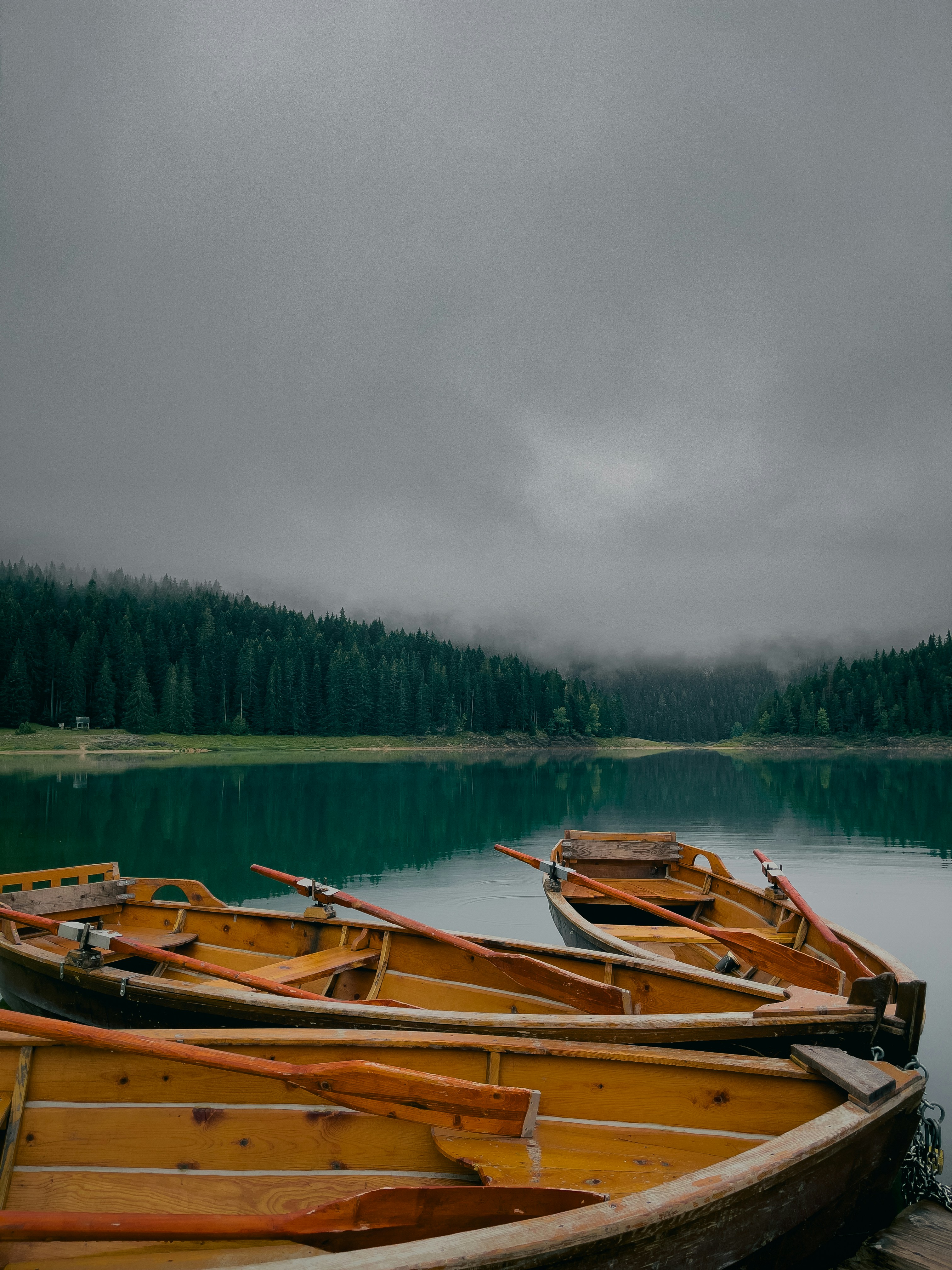 Un groupe de bateaux sur un lac photo – Photo Lago nero Gratuite sur ...
