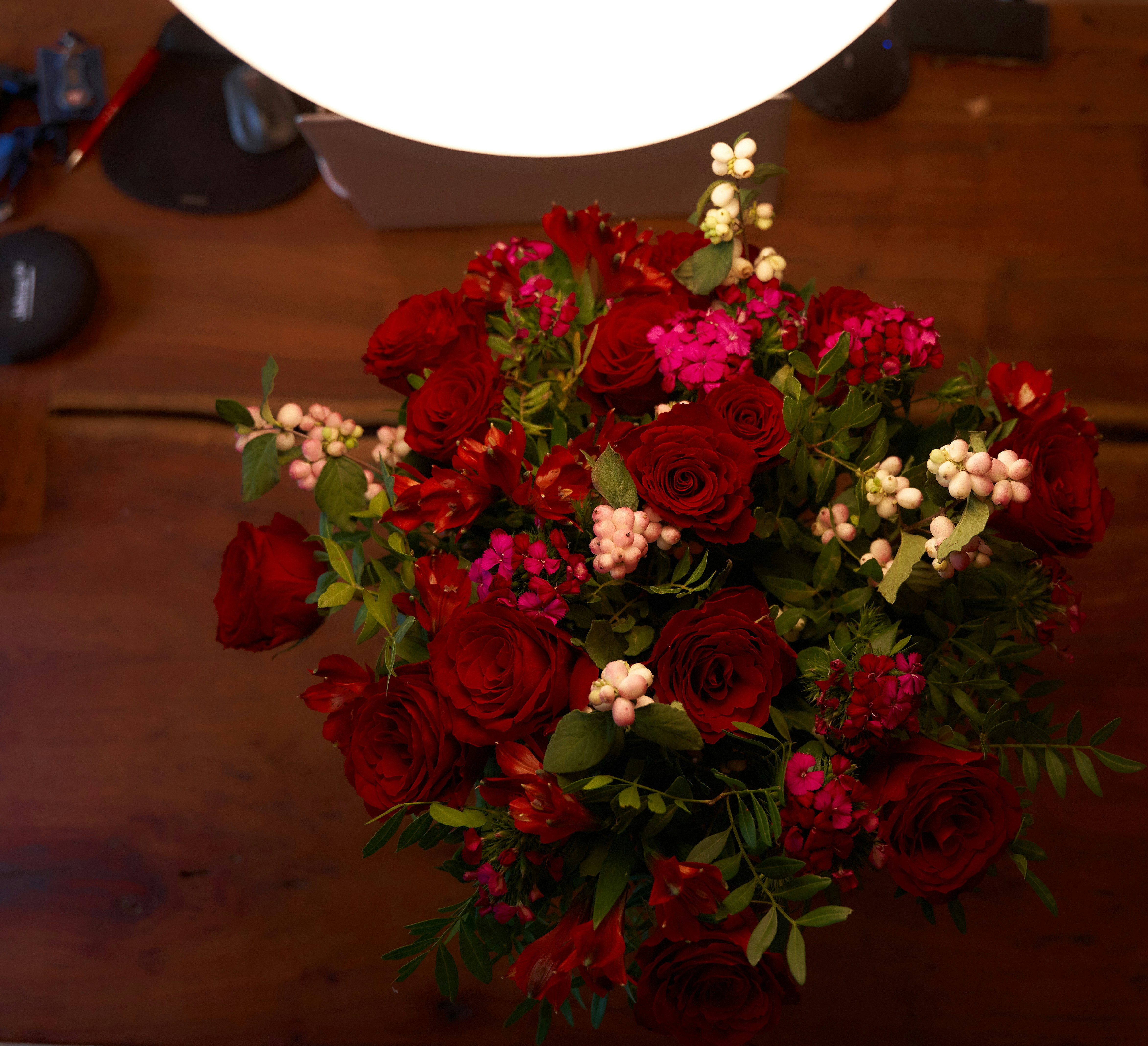 Crimson Bouquet under Soft Glow