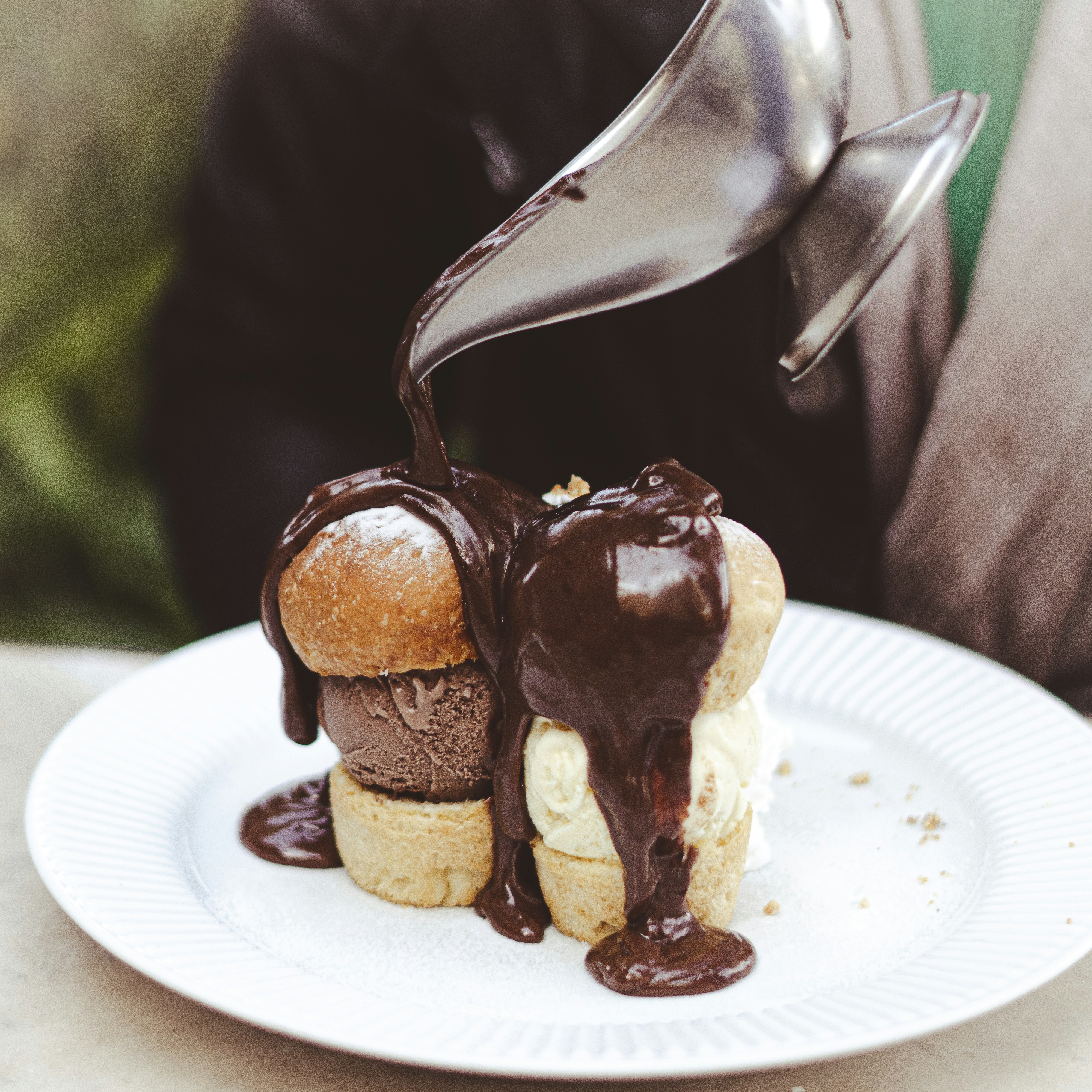 Drizzled Chocolate Dome Towers on a Plate