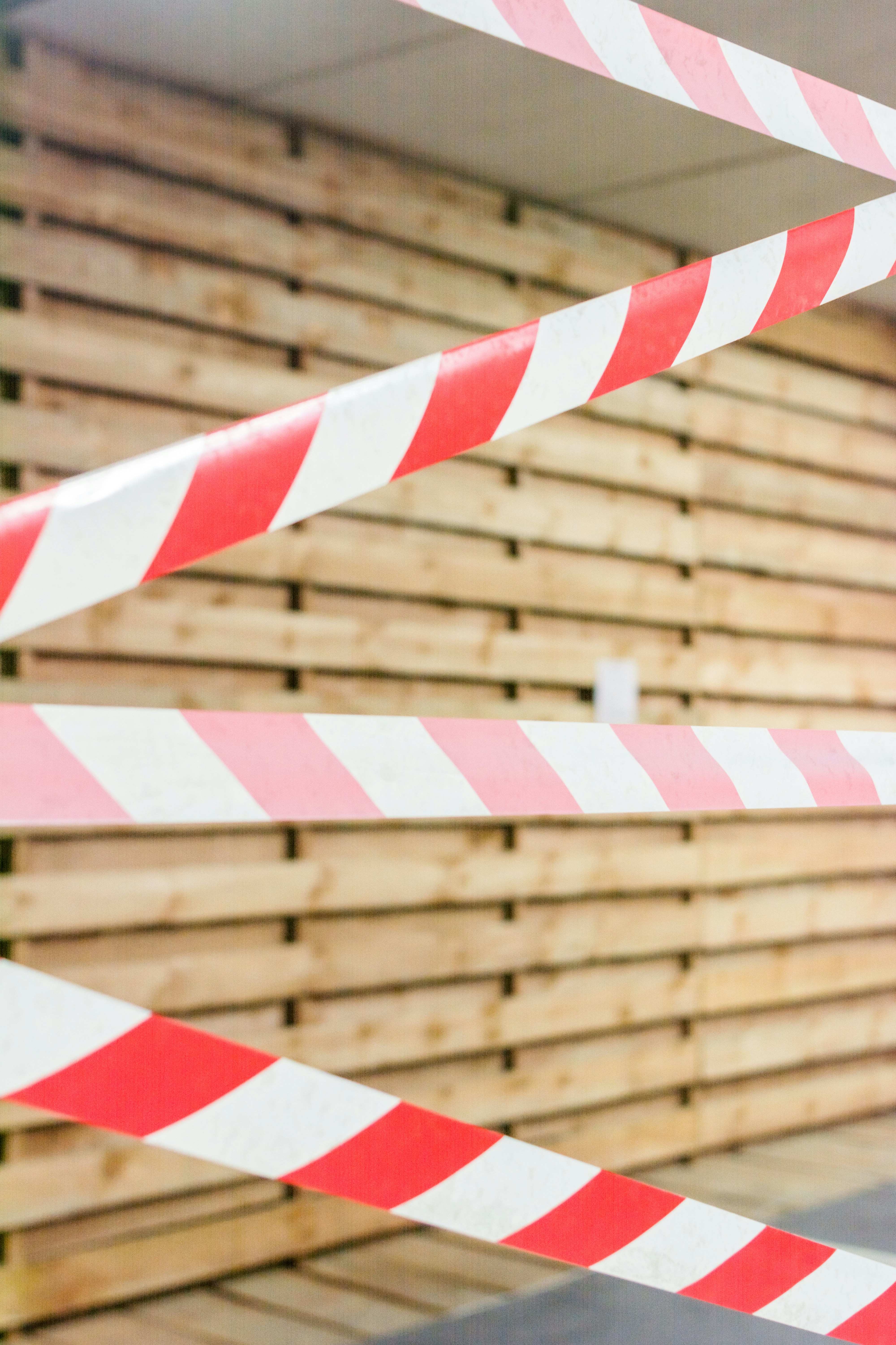 Forbidden Zone: Stripes Across a Wooden Barrier