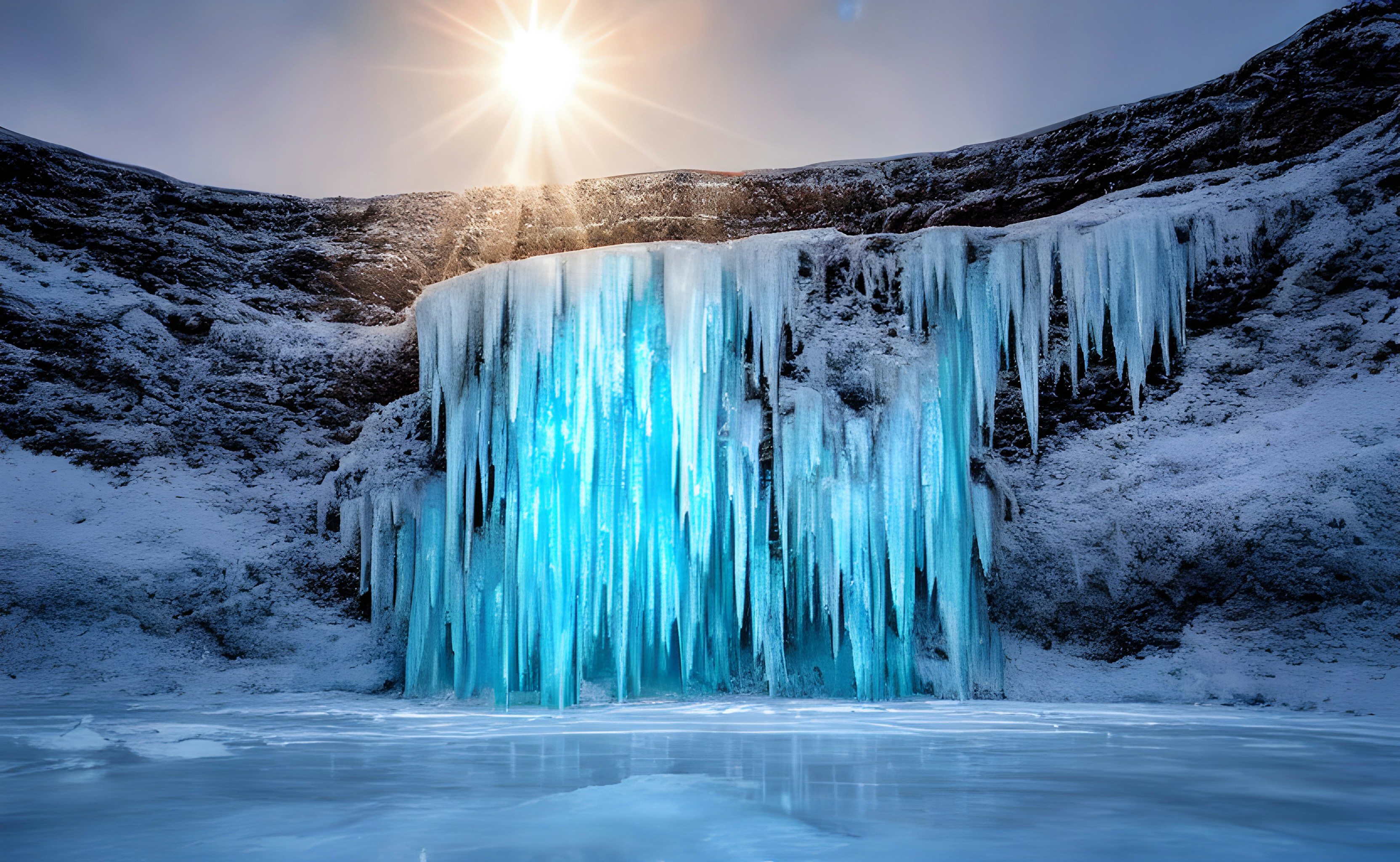 A large waterfall in a snowy place photo – Free Nature Image on Unsplash
