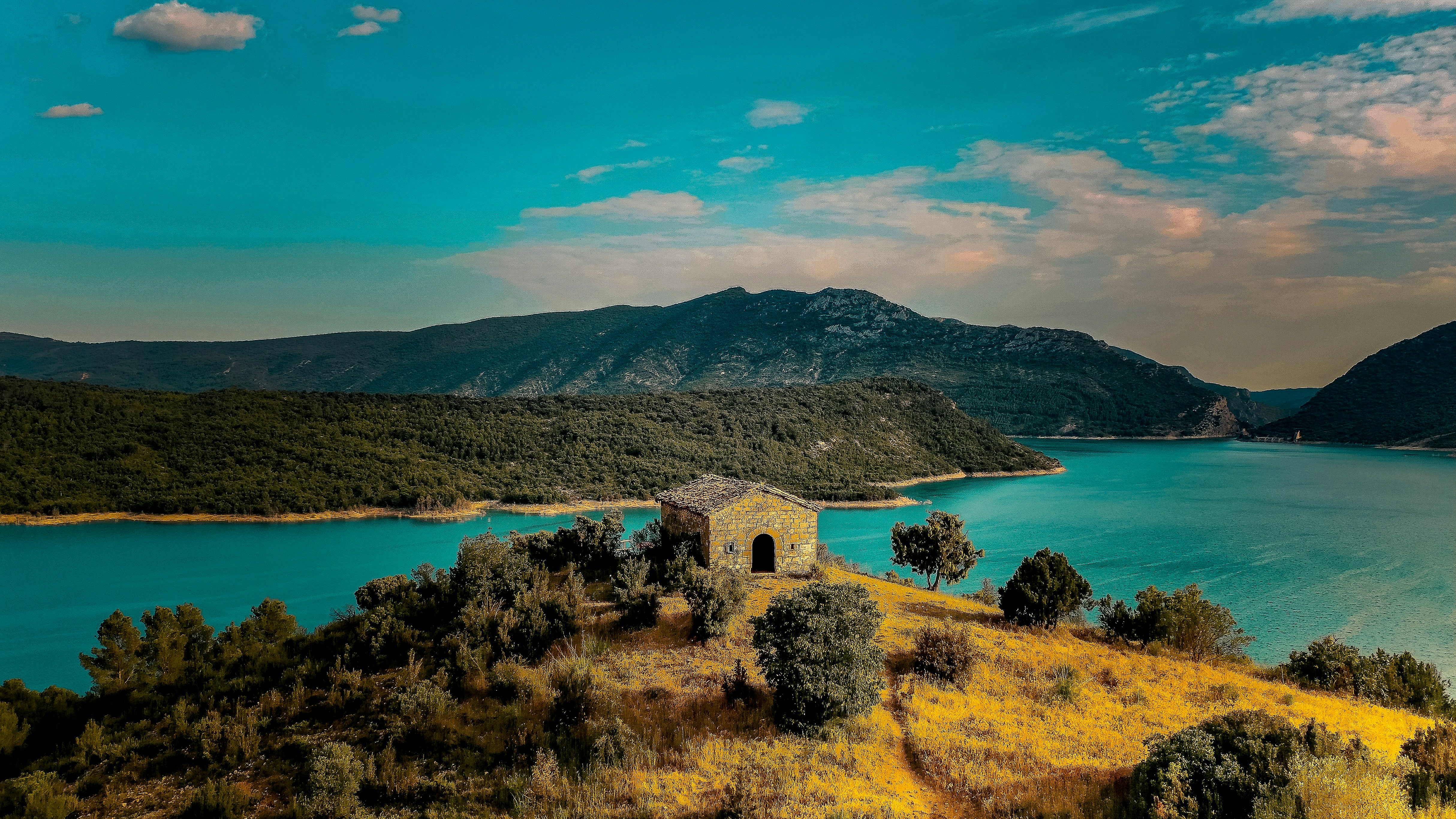 Isolated Chapel by the Turquoise Waters