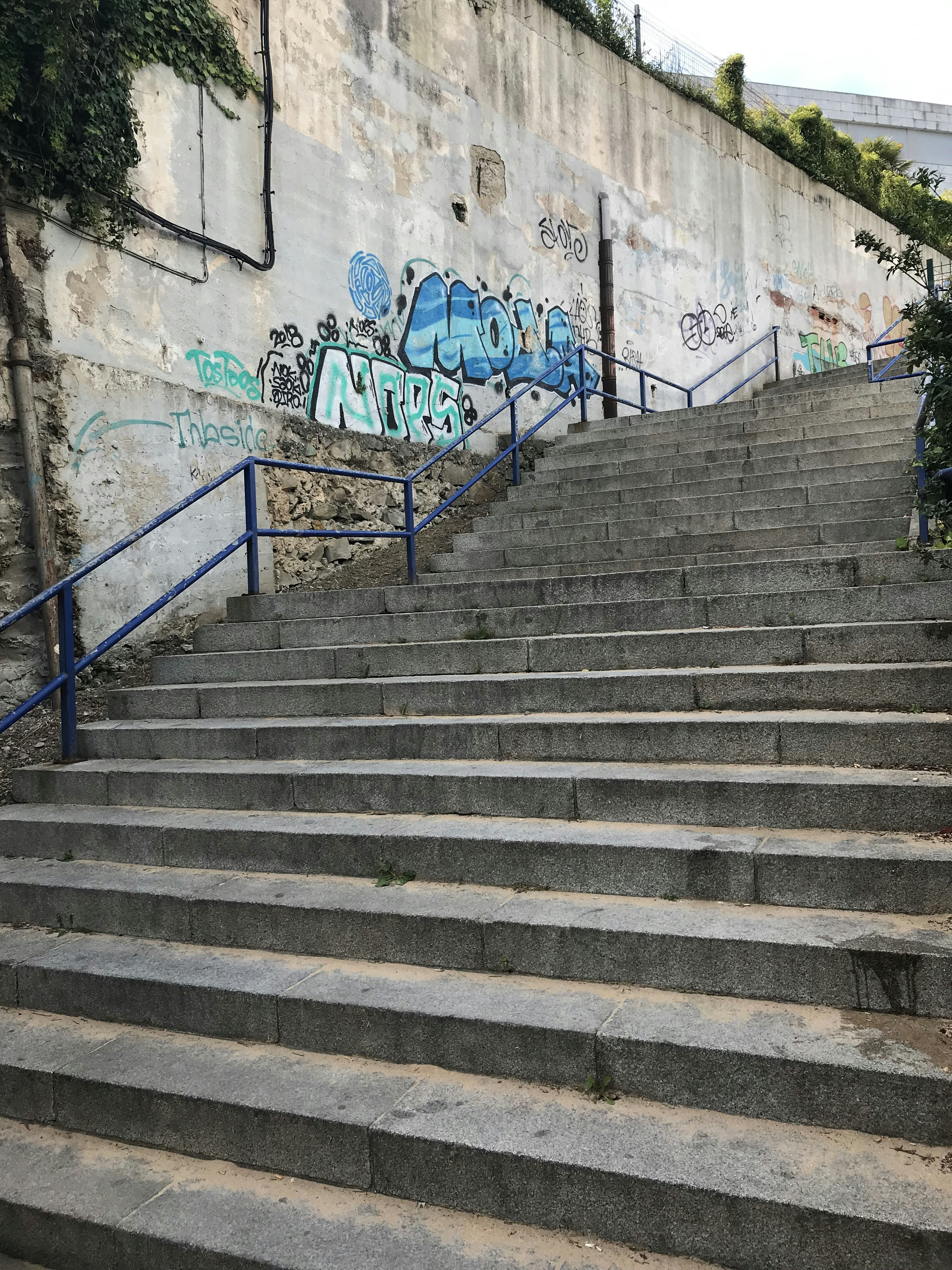 Indigo Rails Lead the Graffiti Staircase
