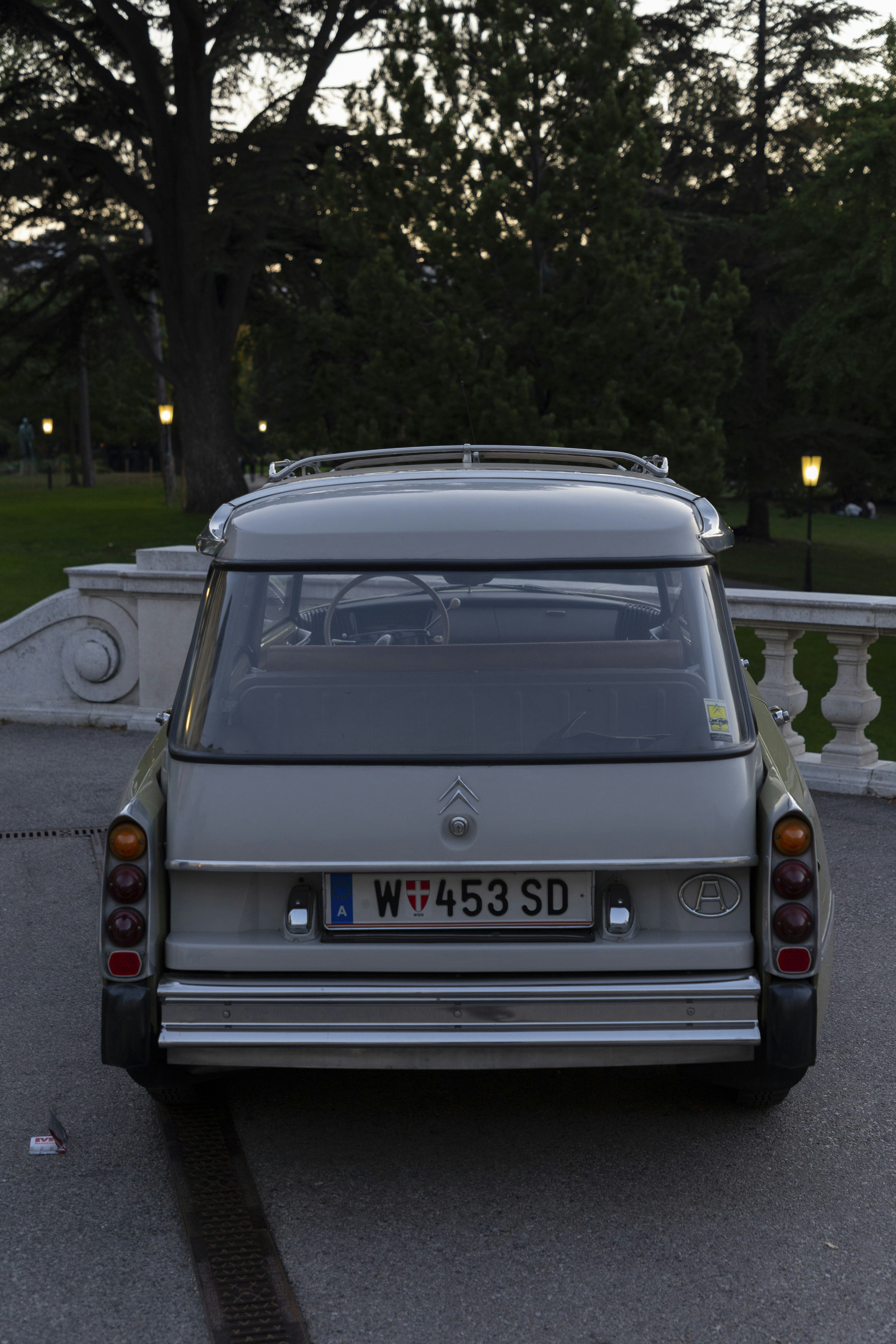Dusk at the Park: A Citroën DS Resting by the Balustrade