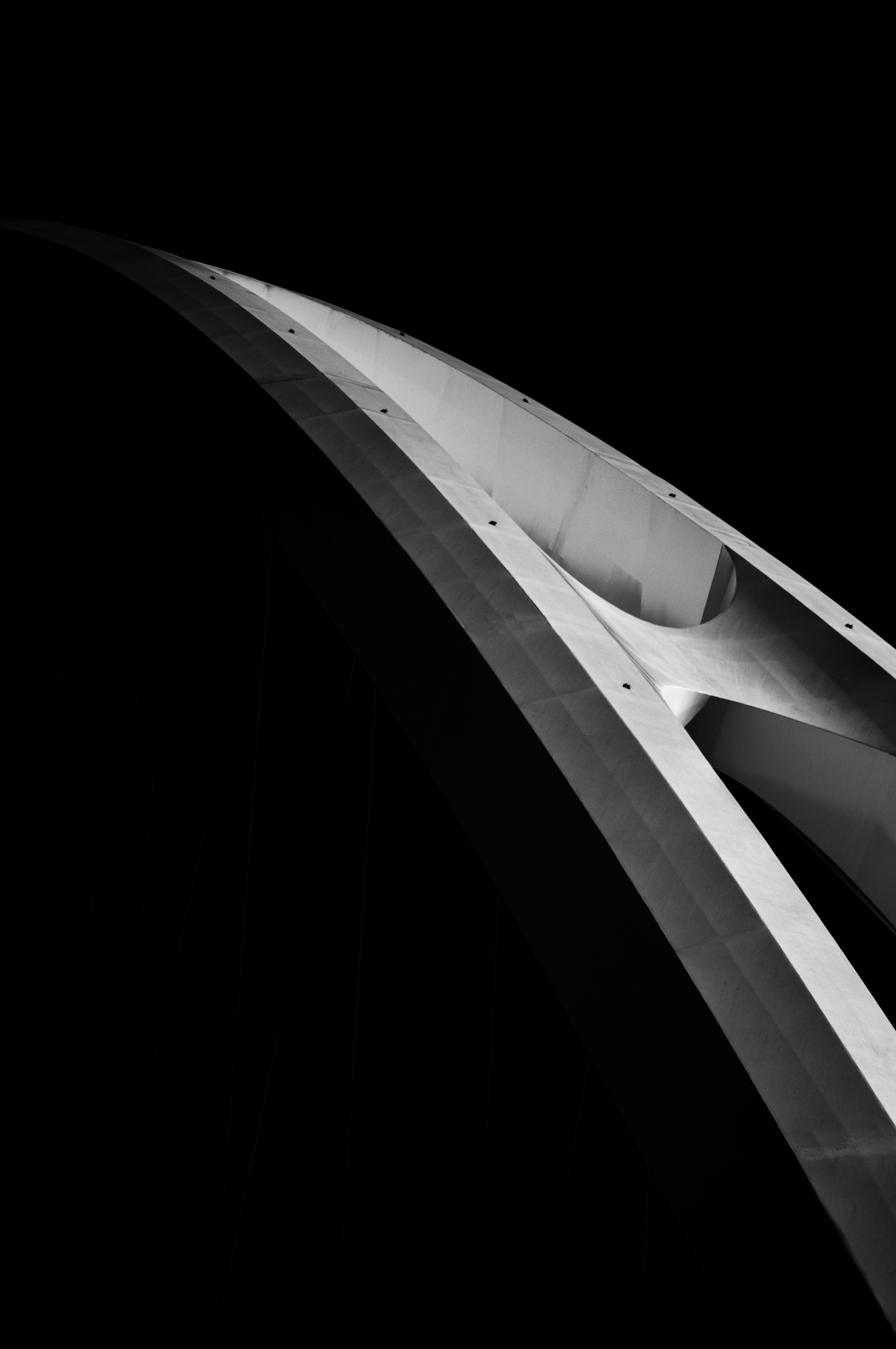 Arc of Silence: Close-Up on a Bridge's Steel Curve