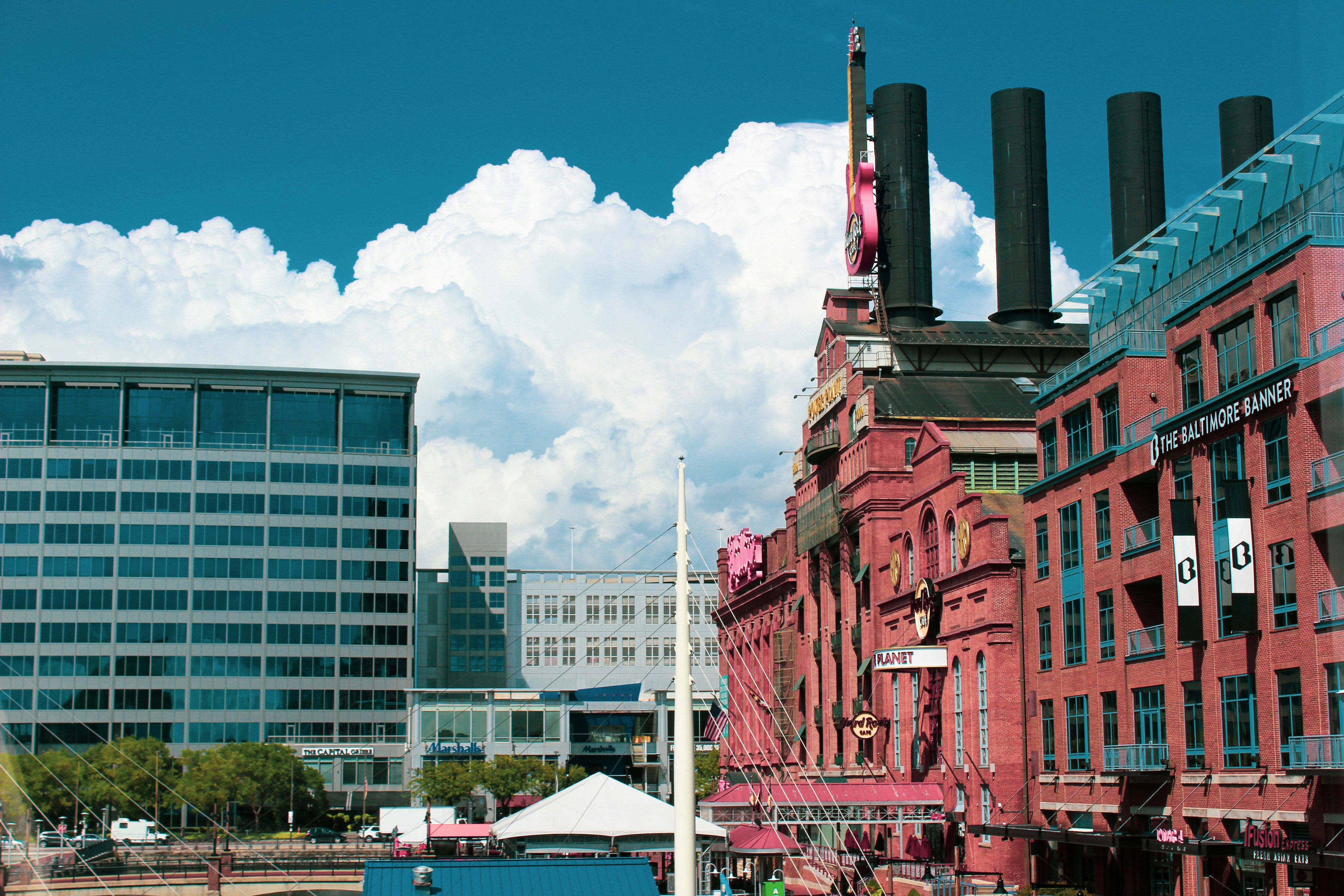 Brick and Glass at the Harbor: A Cityscape Portrait