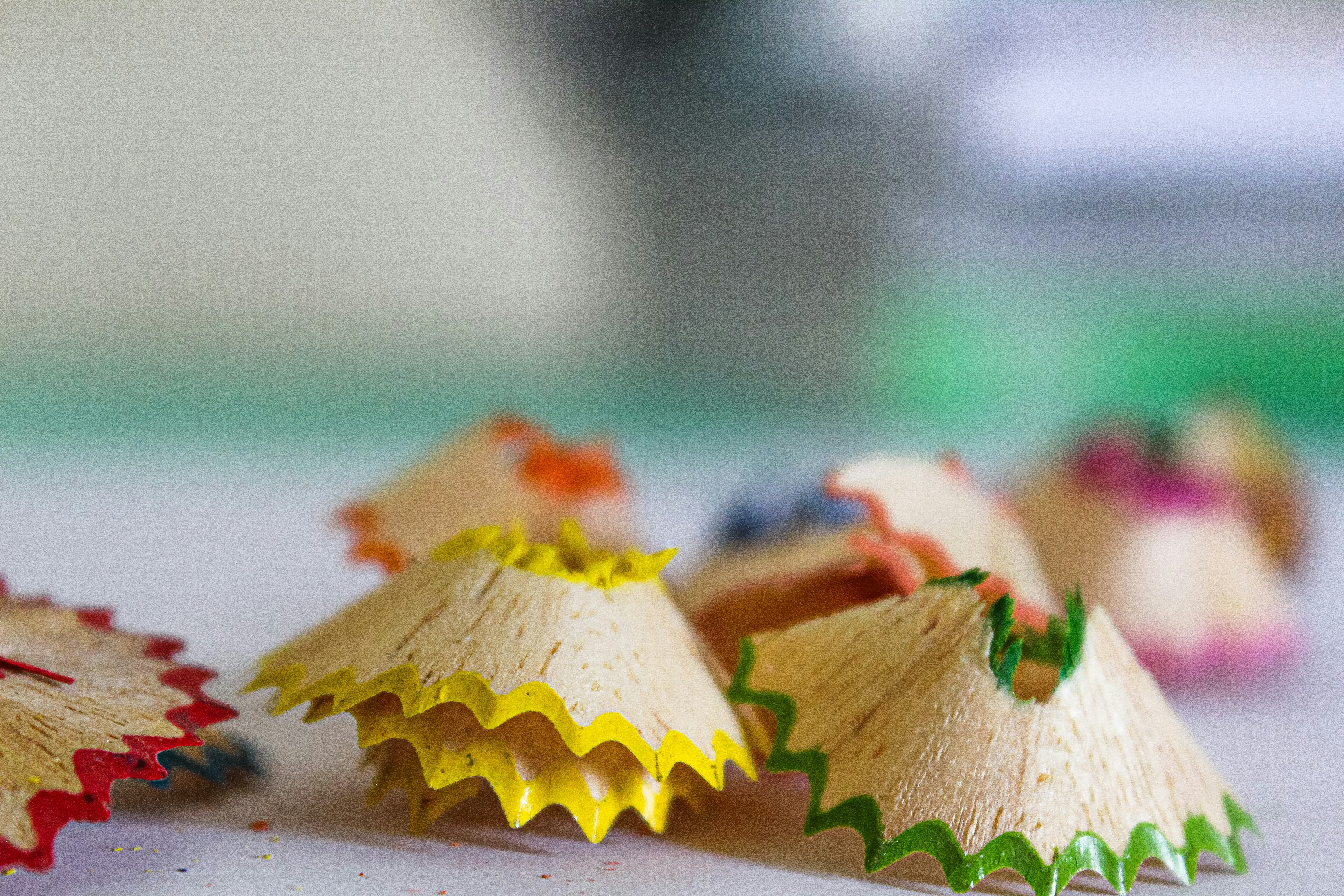 Spiral Shavings: Close-Up of Colorful Pencil Ribbons