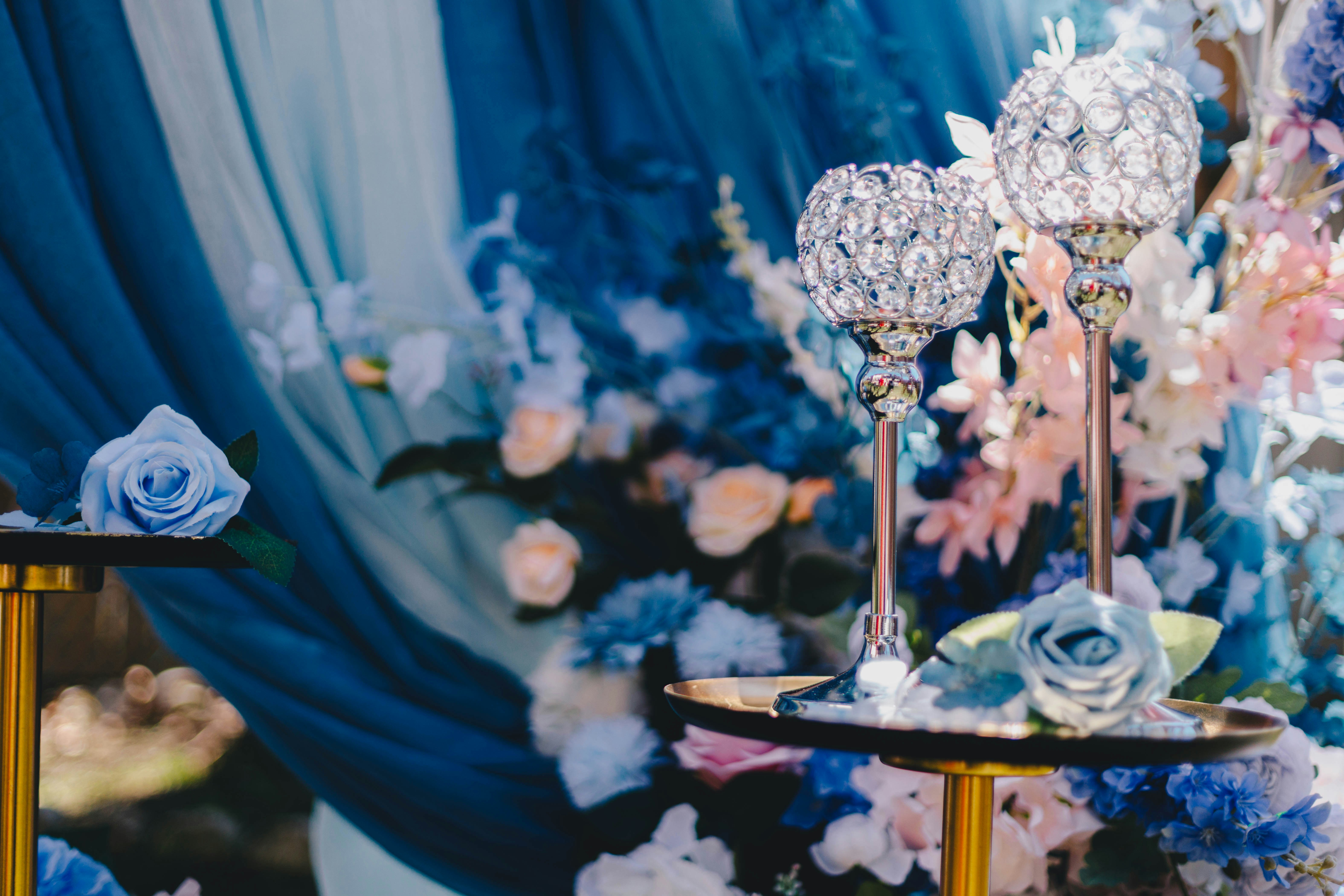 Crystal Orbs Between Velvet Blues: A Ceremony Still-Life