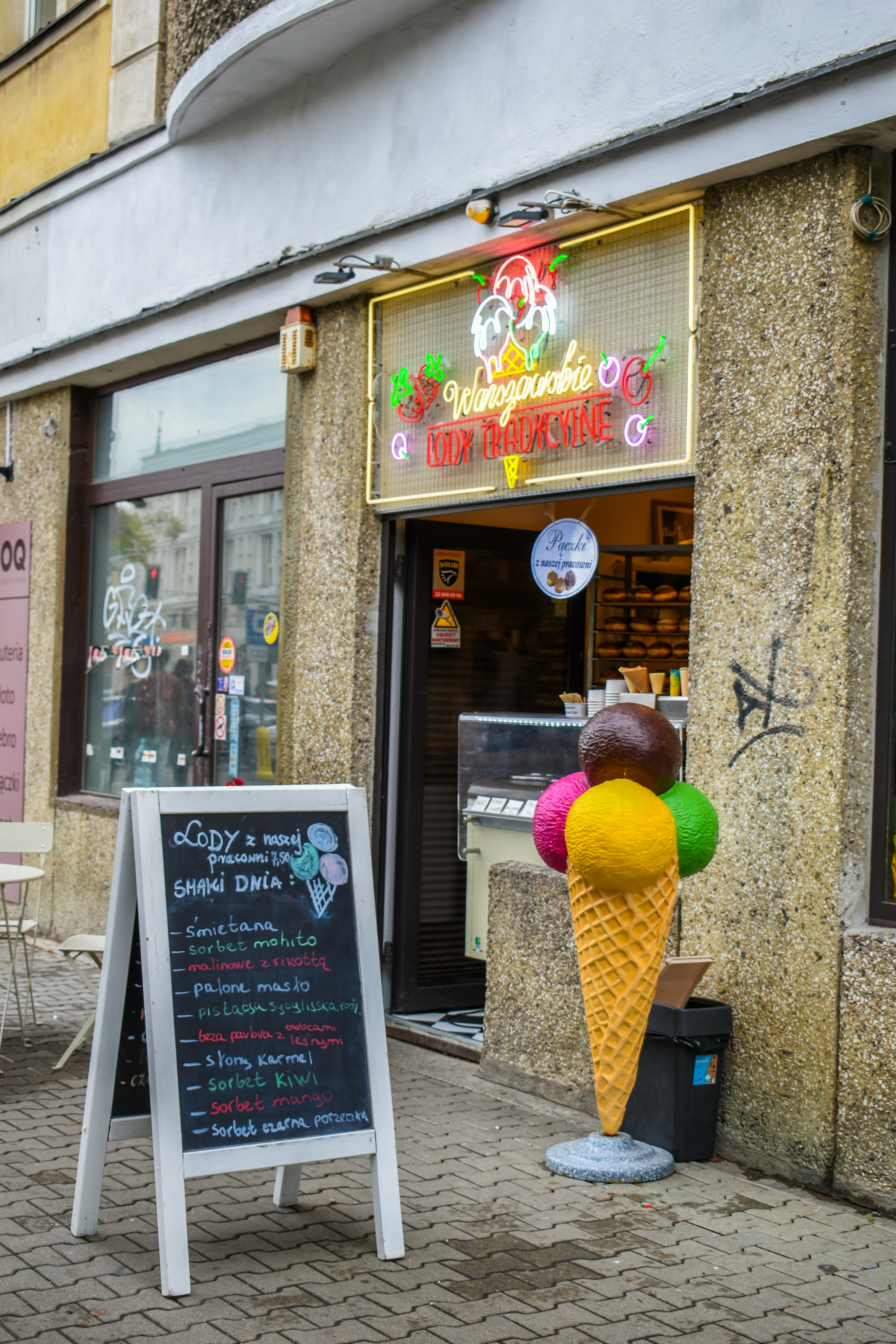 Neon Signage and a Giant Ice-Cream Cone Guard the Shopfront