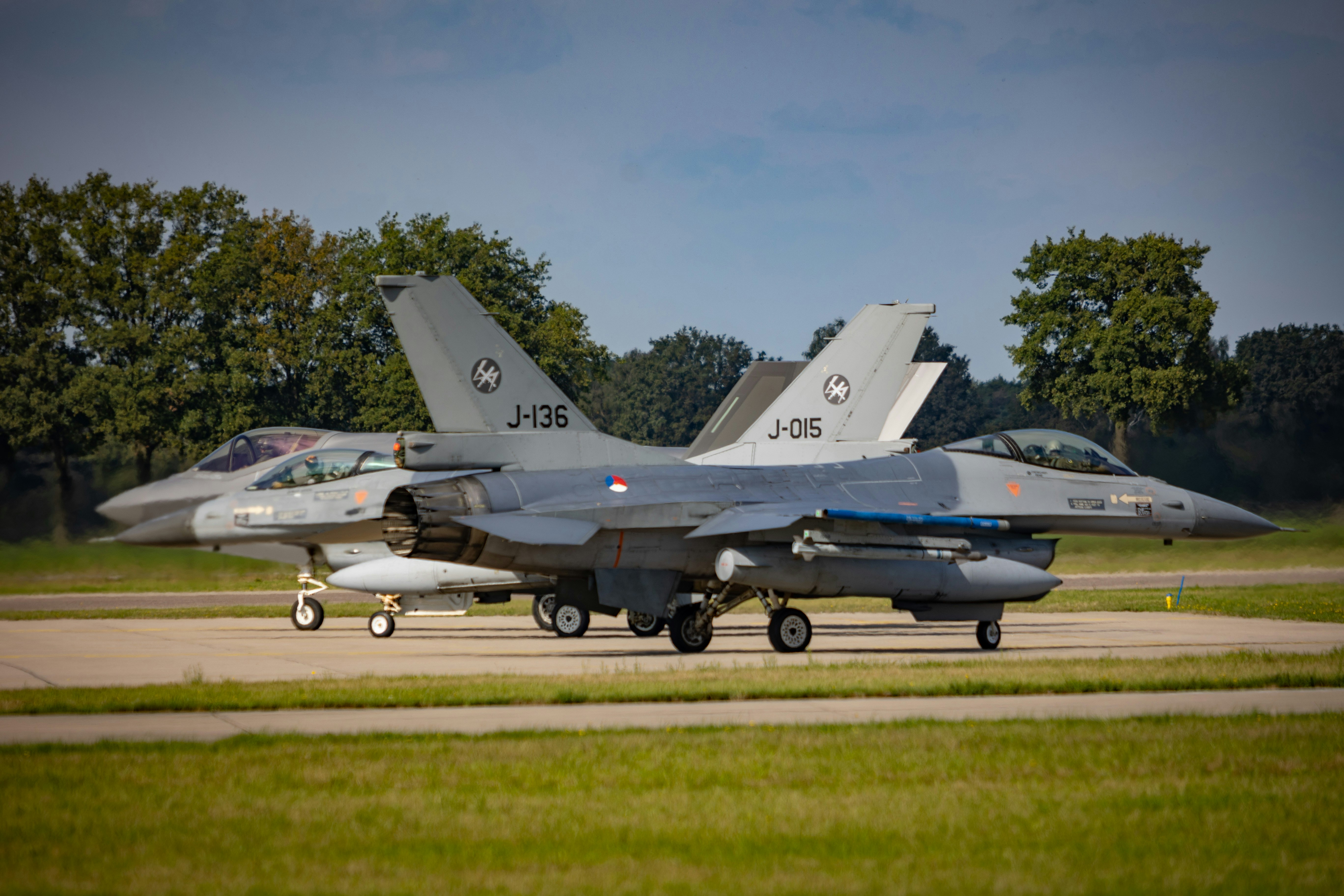 2 F-16s from the 312 Squadron and a F-35 @ Volkel Airbase, The Netherlands, getting ready for take-off.