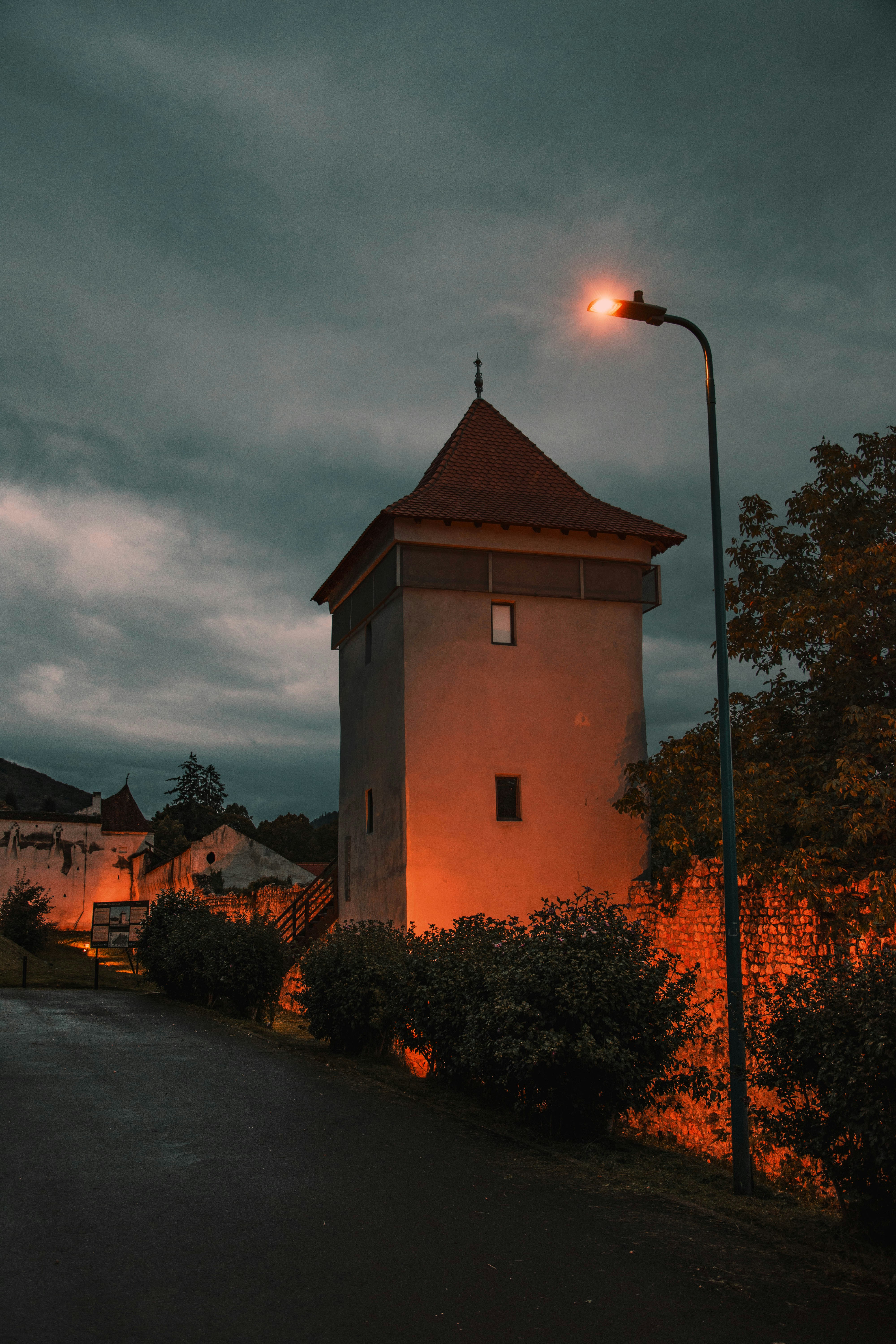 Amber Glow Clings to a Medieval Tower at Dusk