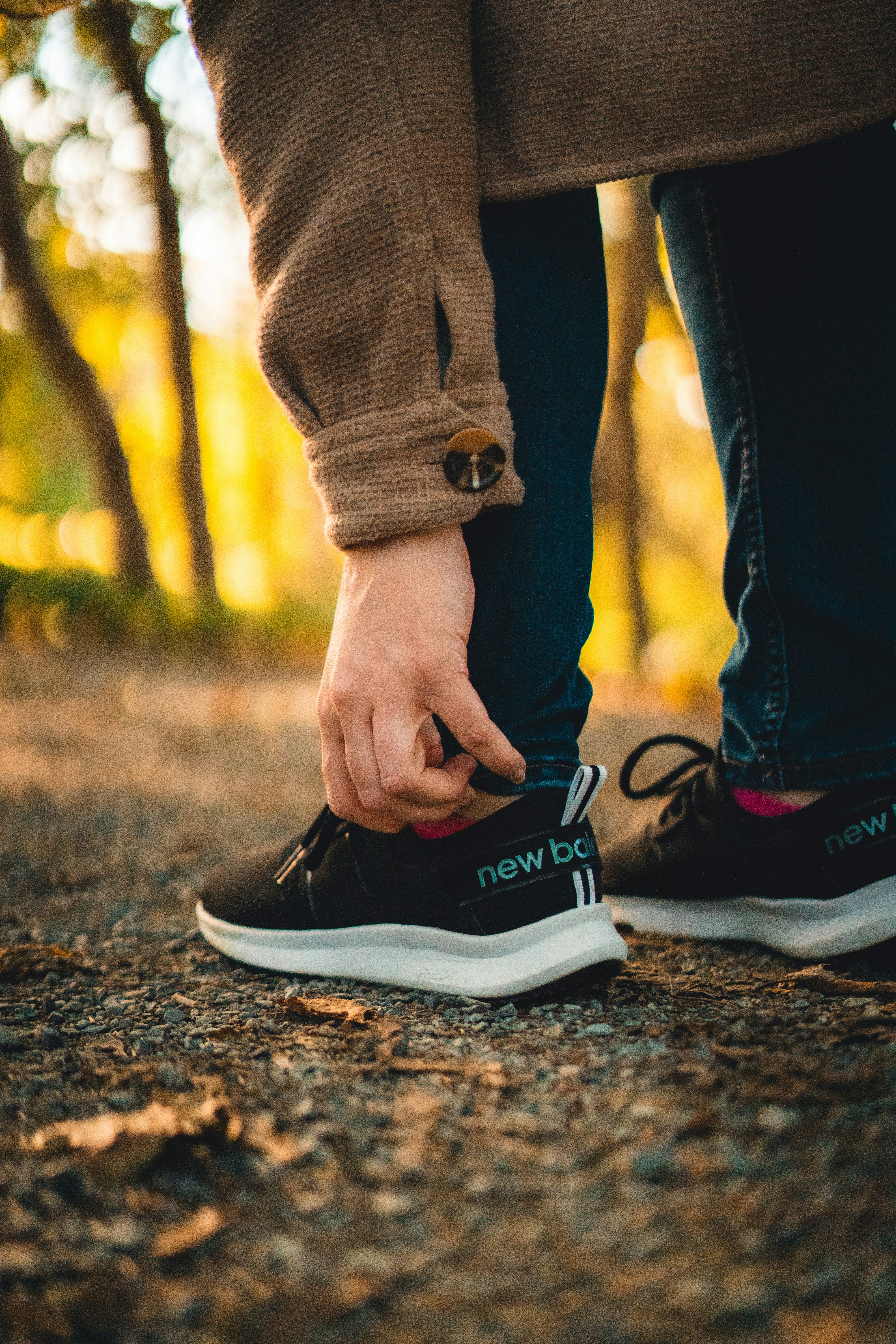 Lacing Up on a Quiet Autumn Path