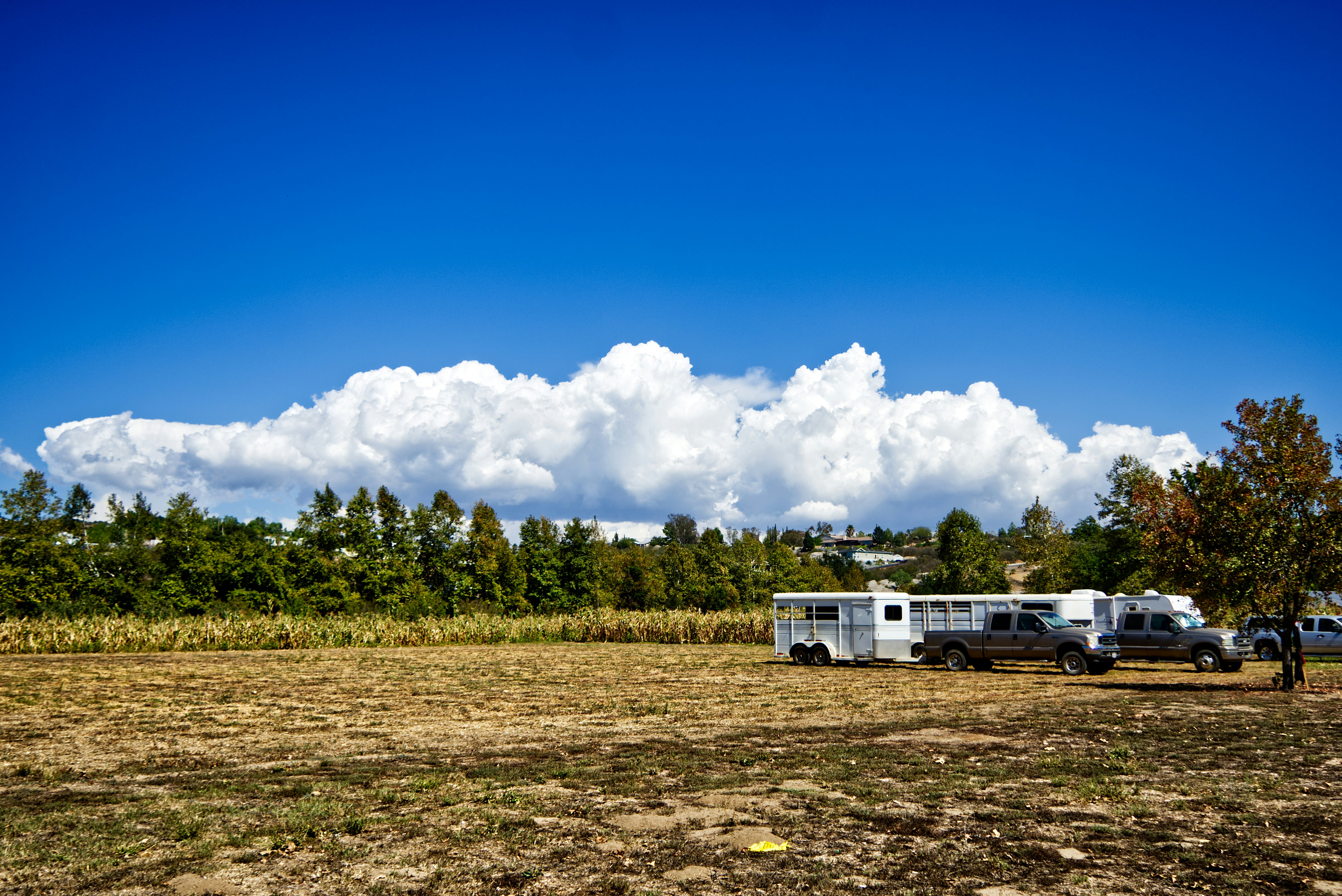 Caravan Row Under a Crisp Blue Sky