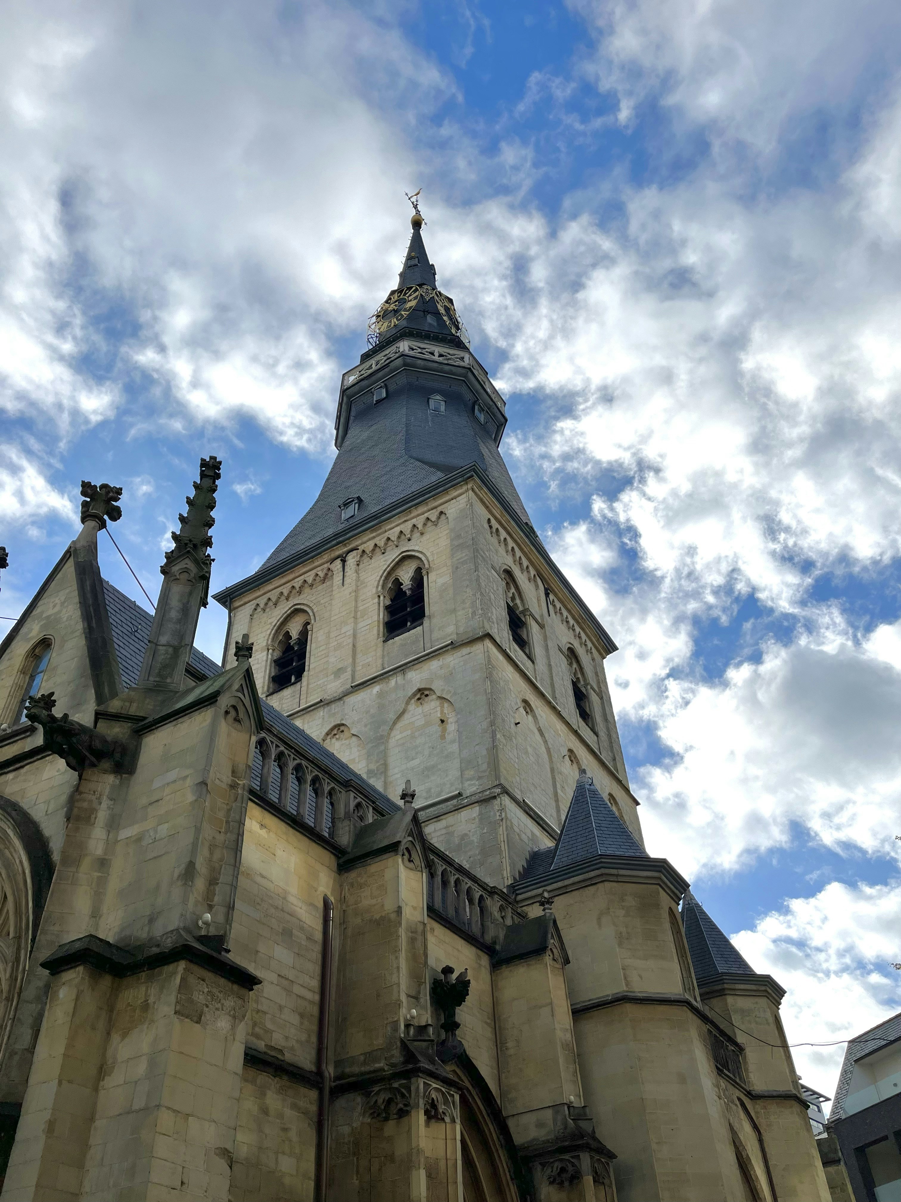 Towering Spire: A Gothic Church Reaching Toward the Sky
