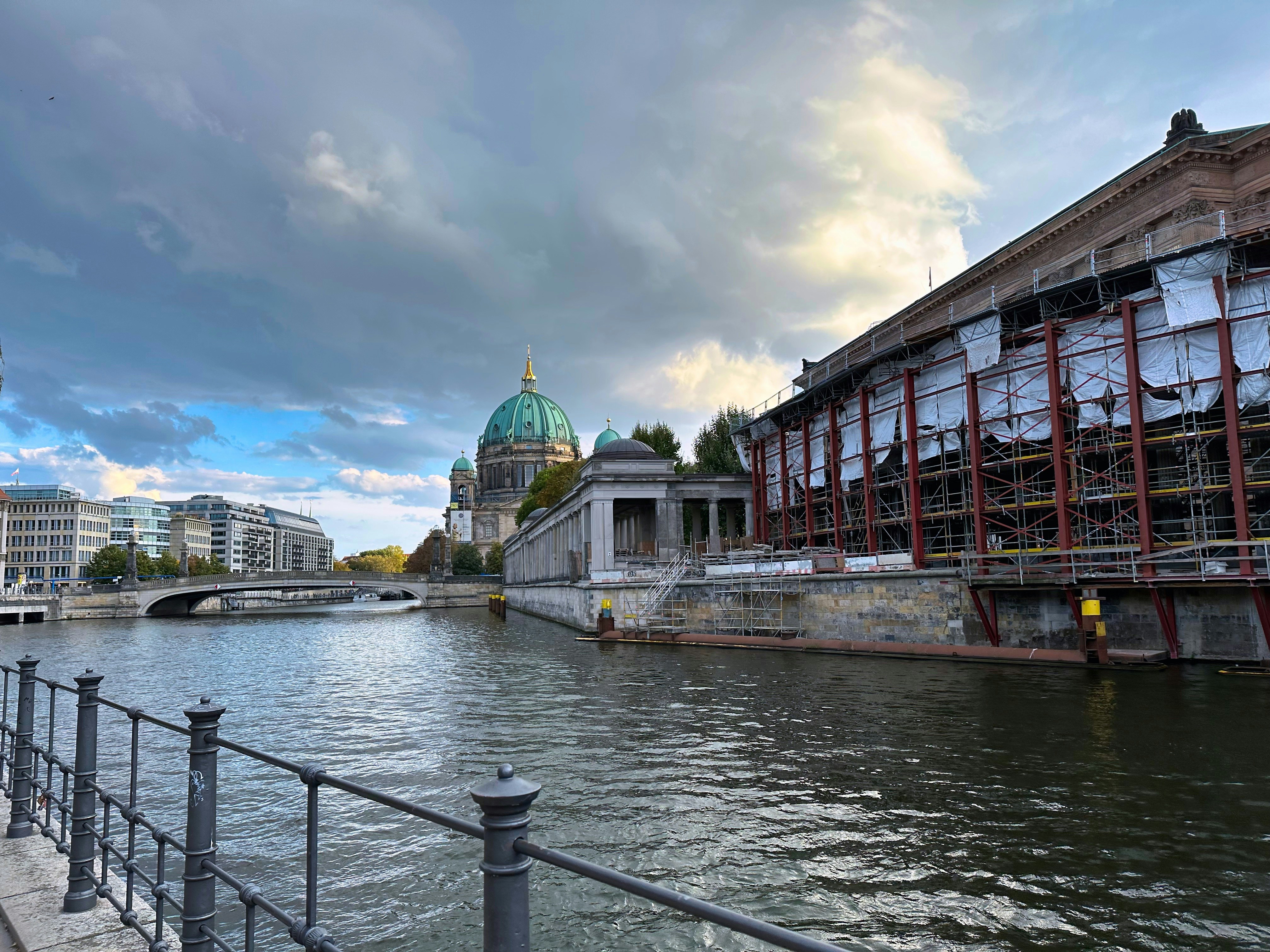 Cathedral Dome and Riverside Renovation Under a Charged Sky