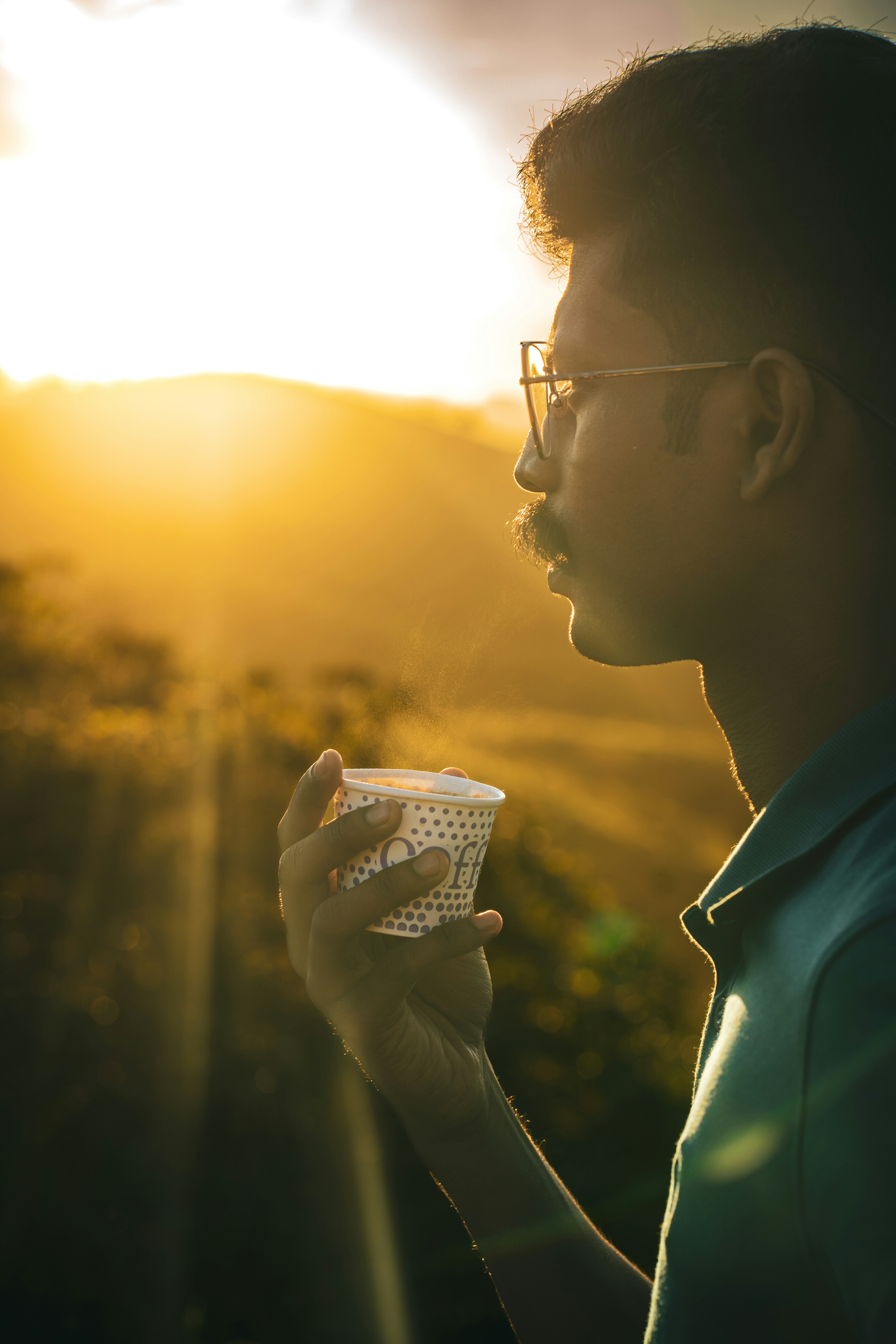 Golden Hour Portrait: A Quiet Profile Amid Sunburst