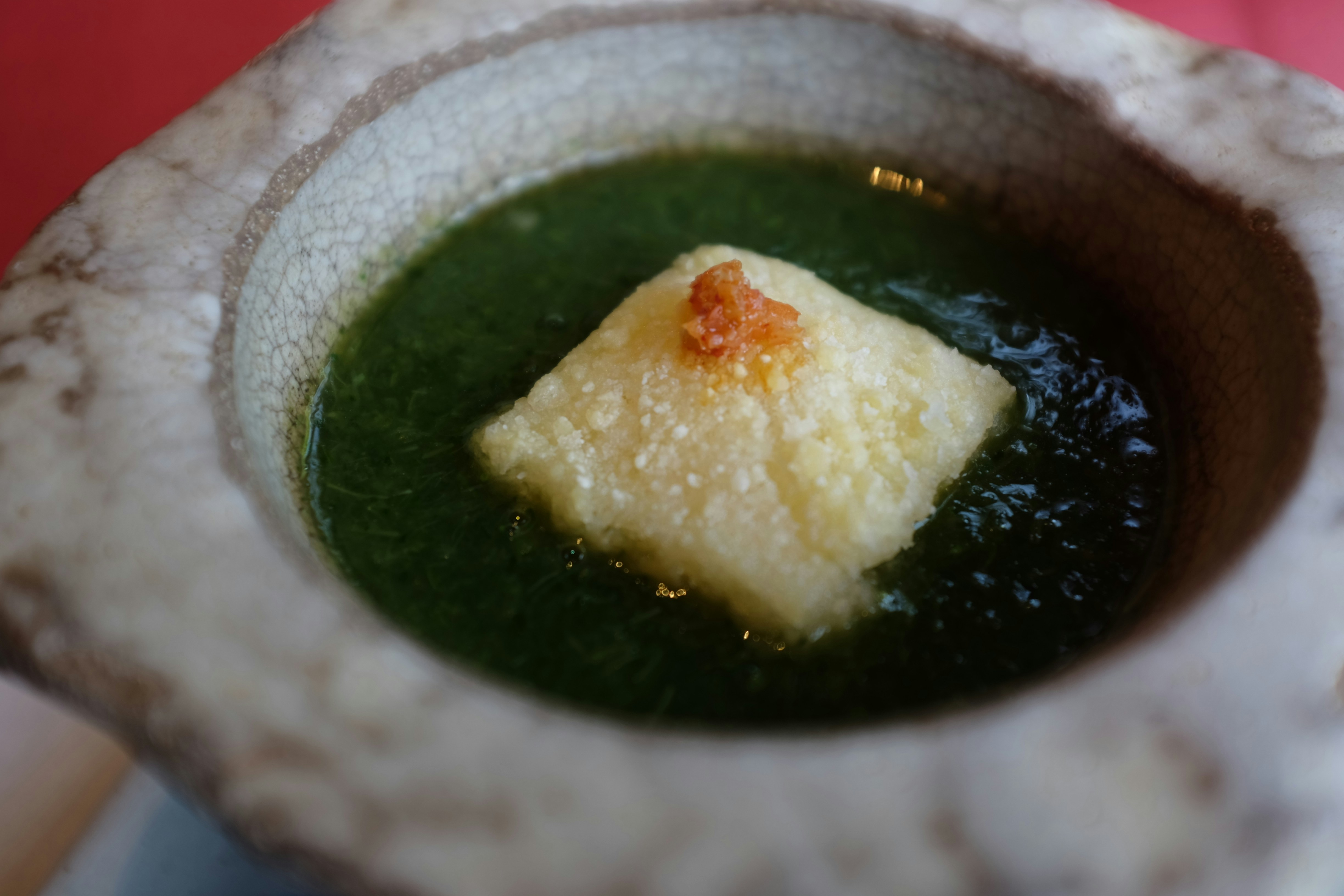 a green and white food item