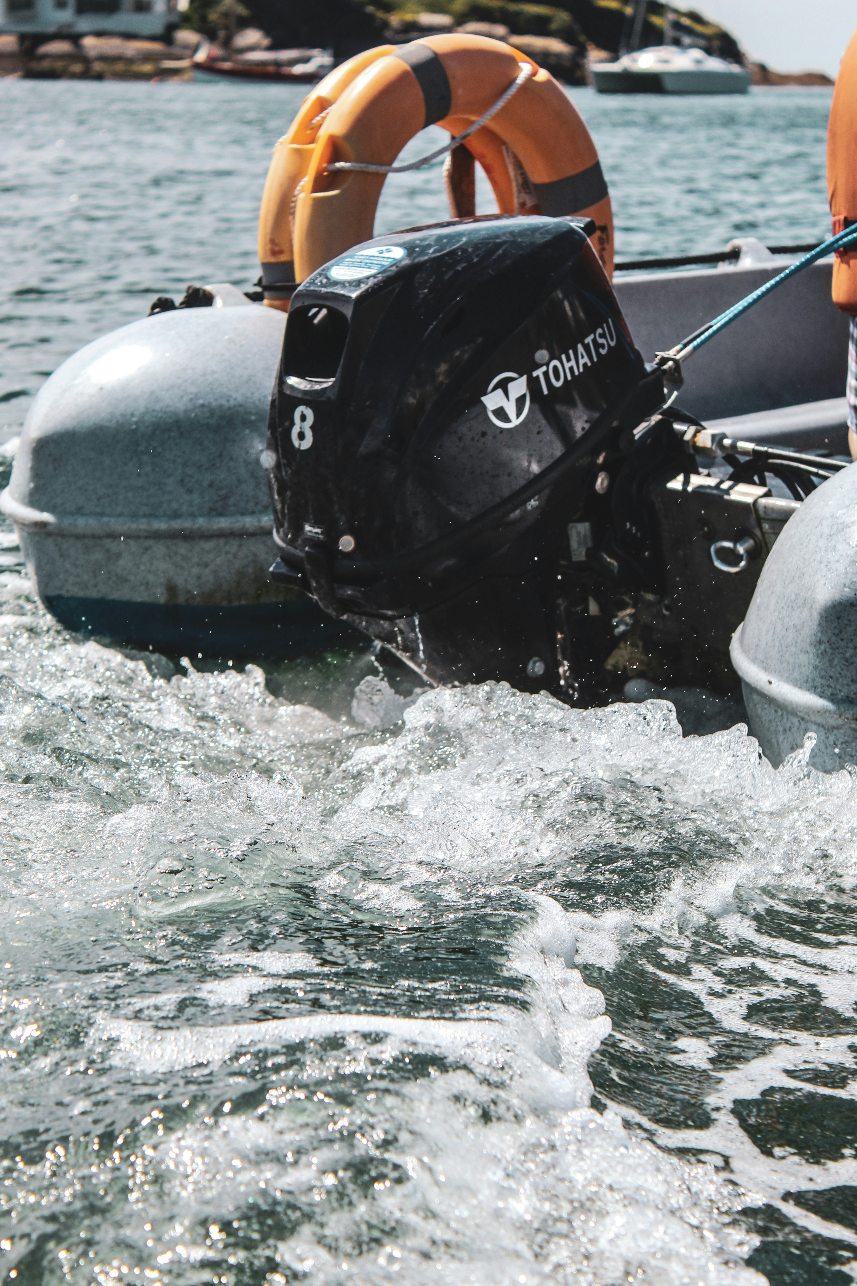 a motor boat on the water