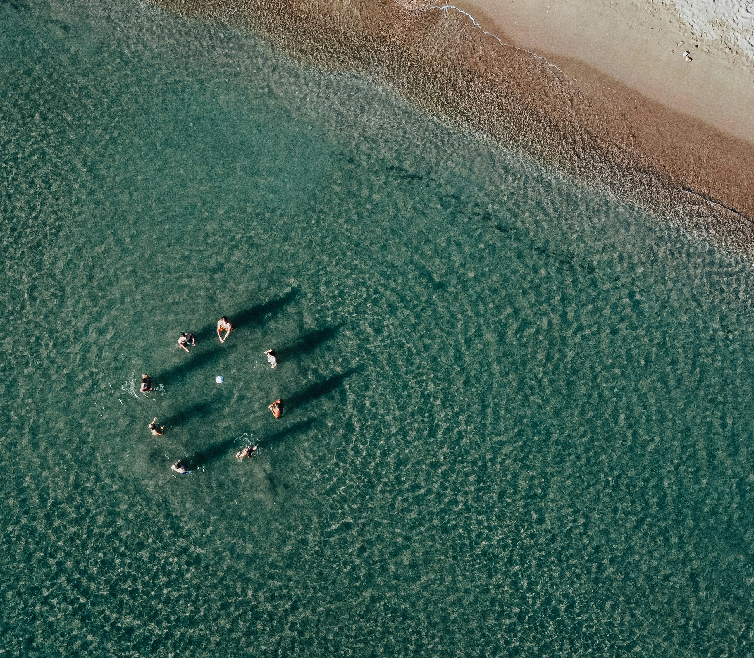 A group of people swimming in the ocean photo – Free Grey Image on Unsplash