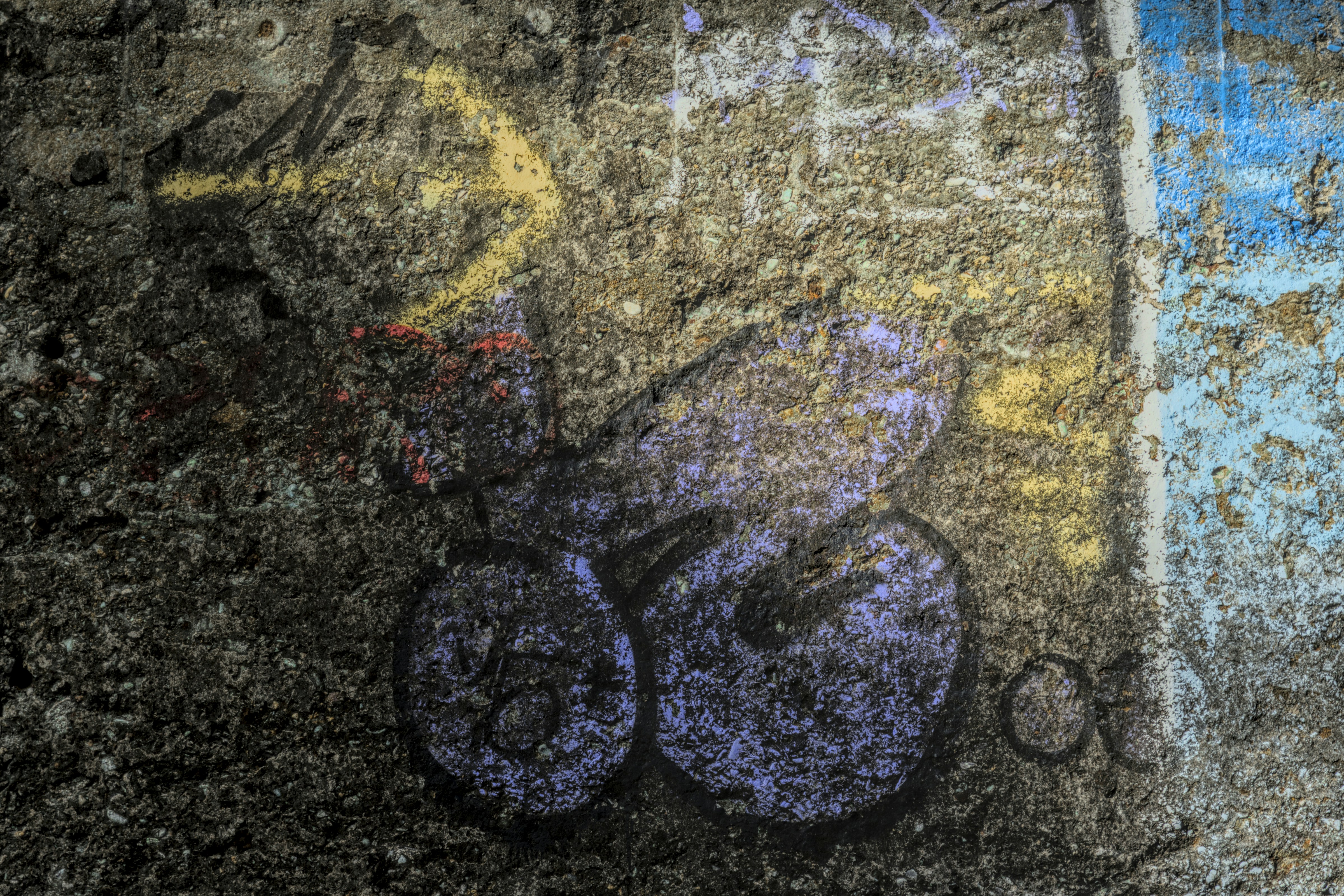 Violet Bicycle on Weathered Concrete: A Street-Art Portrait