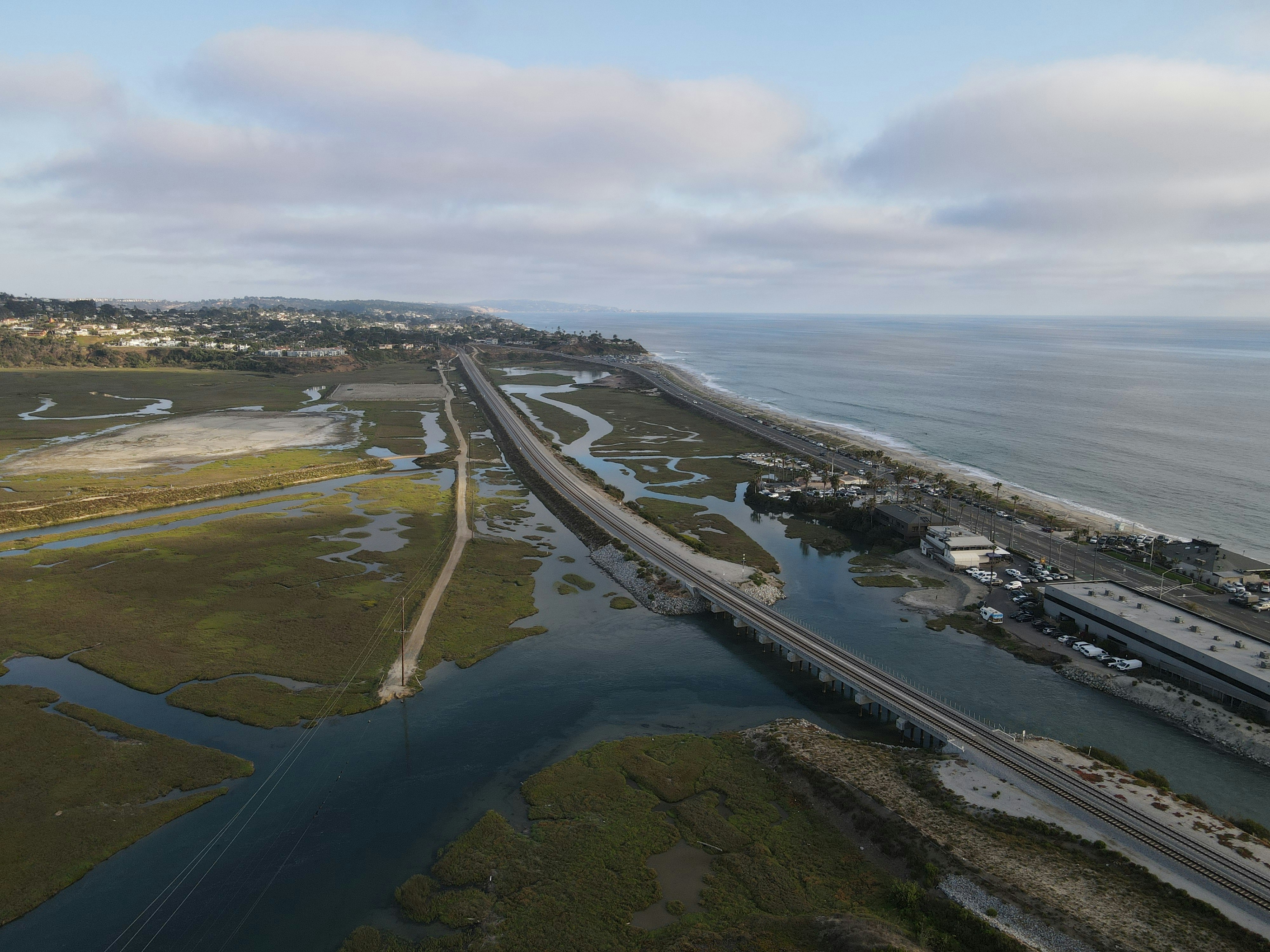 Bridge Over Tidal Veins: A Coastal Marsh Aerial