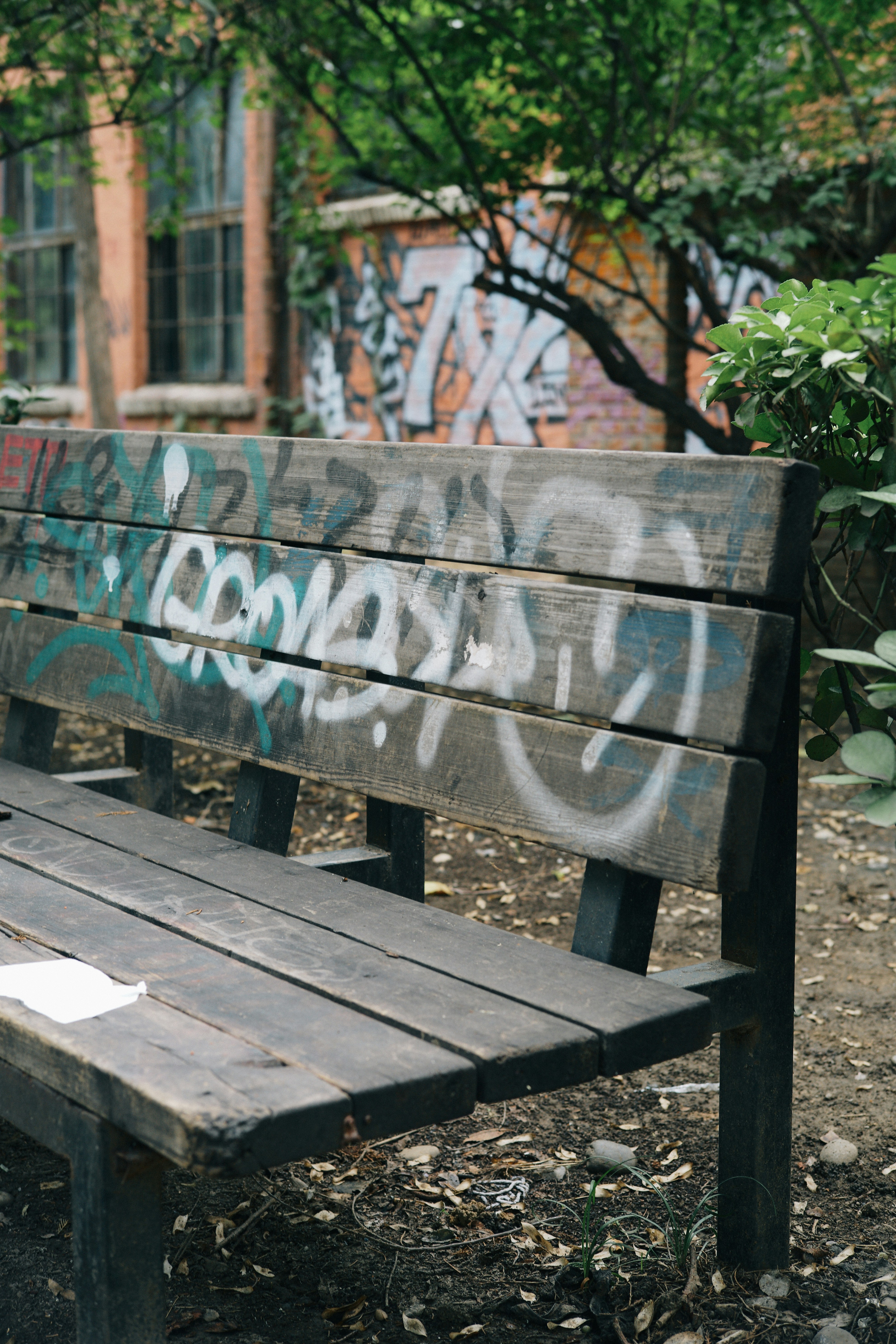 A bench with graffiti on it photo – Free Grey Image on Unsplash