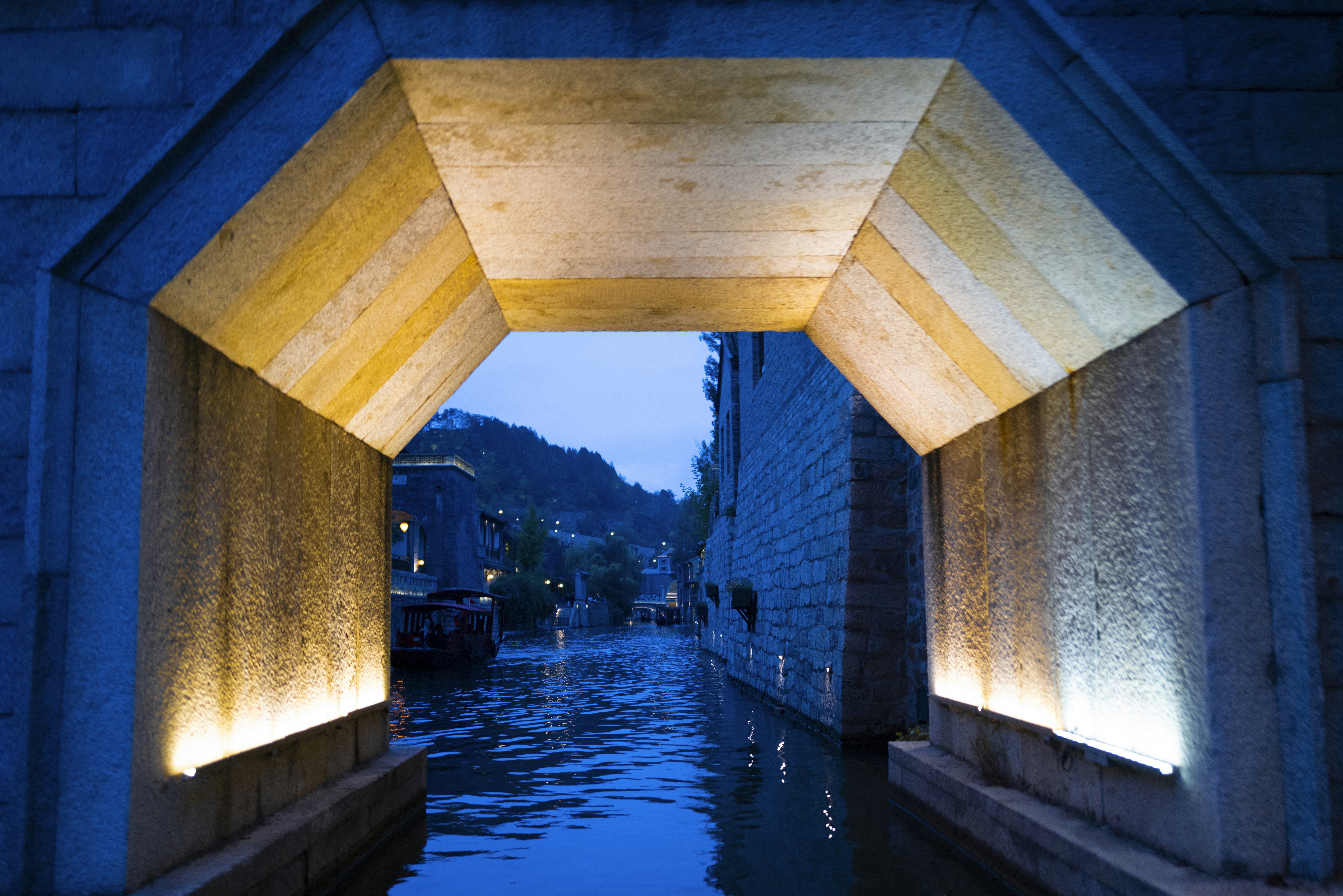 a canal with boats in it