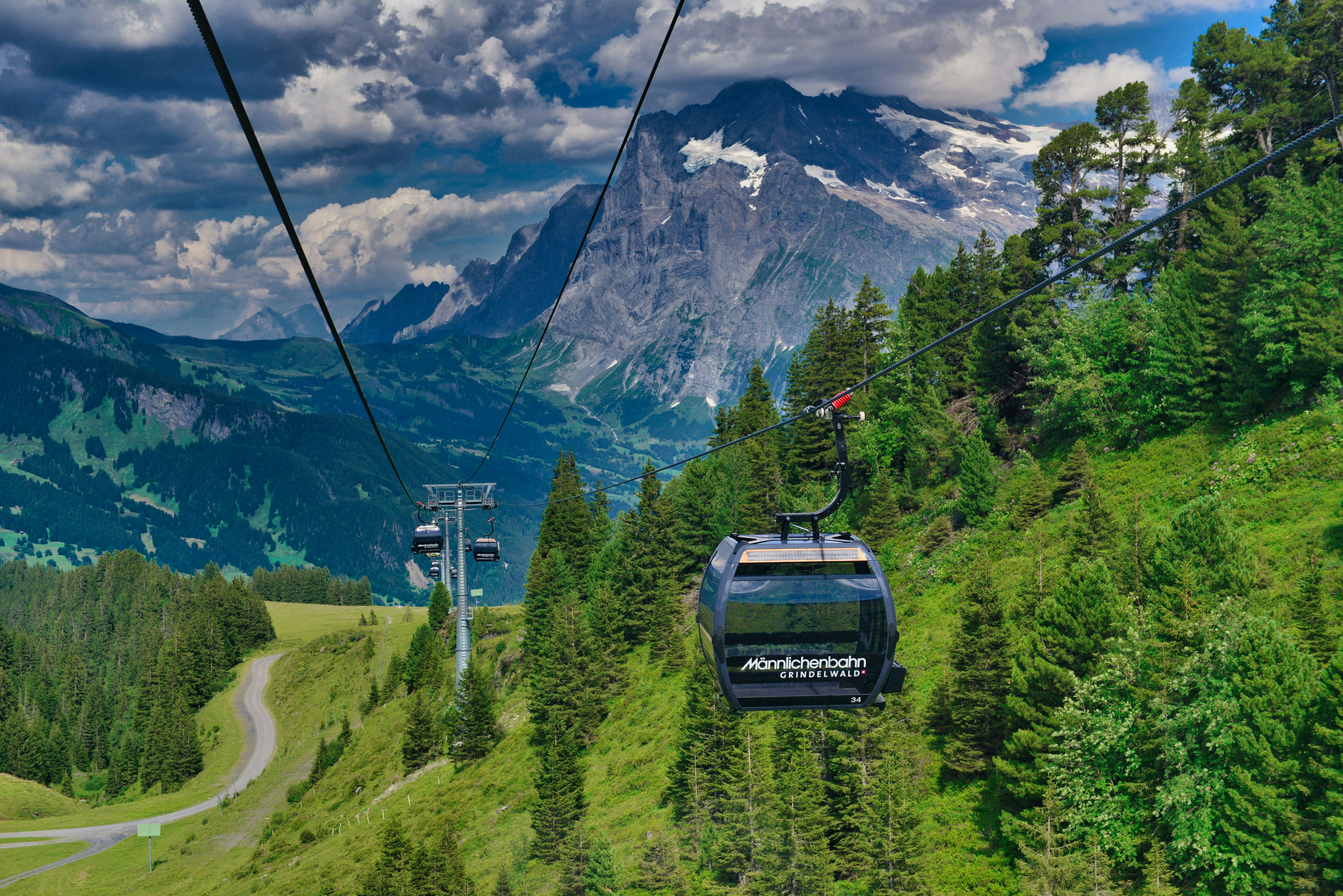Cable car in Swiss Alps, grindelwald, switzerland,