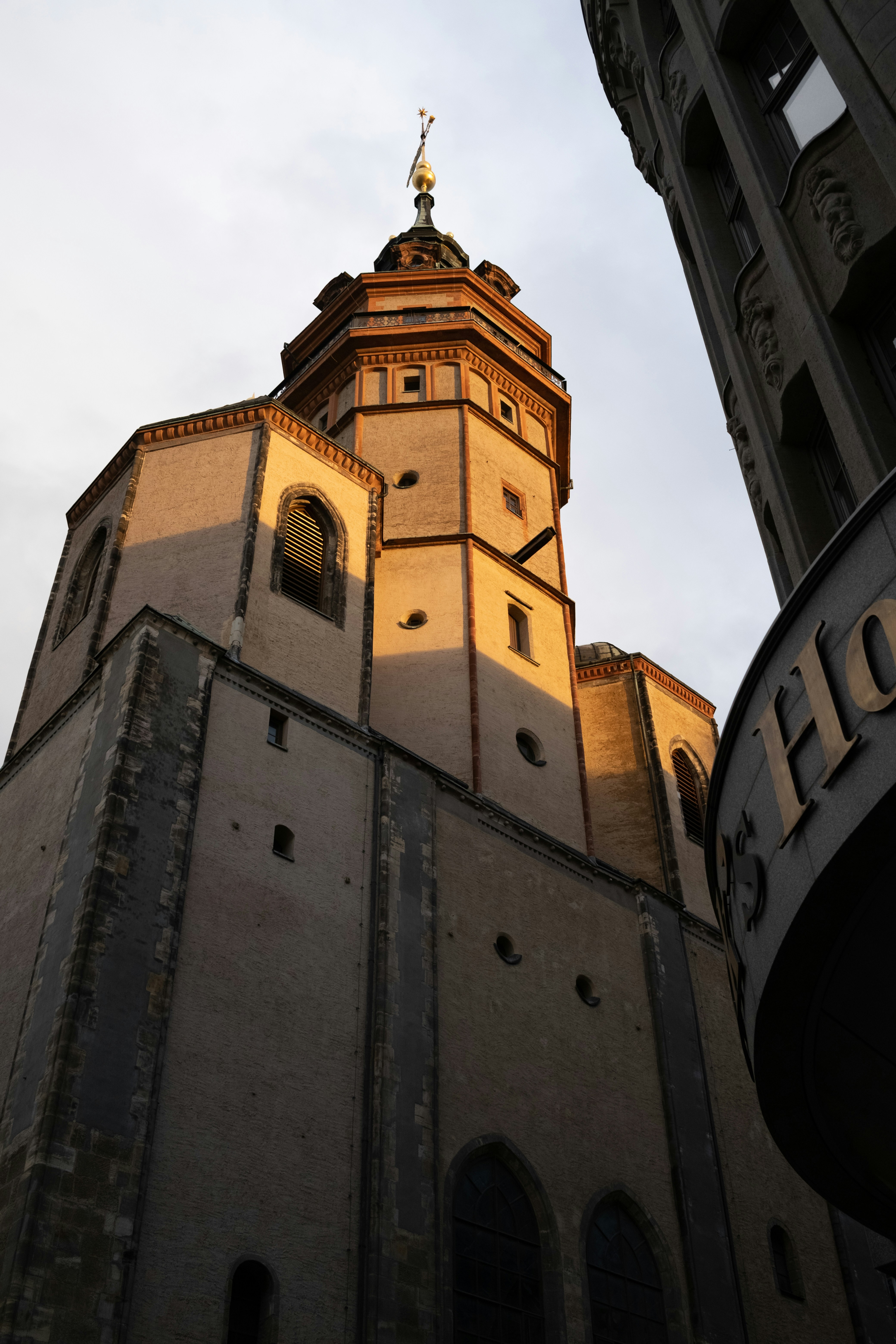 Golden Noon on a Medieval Tower