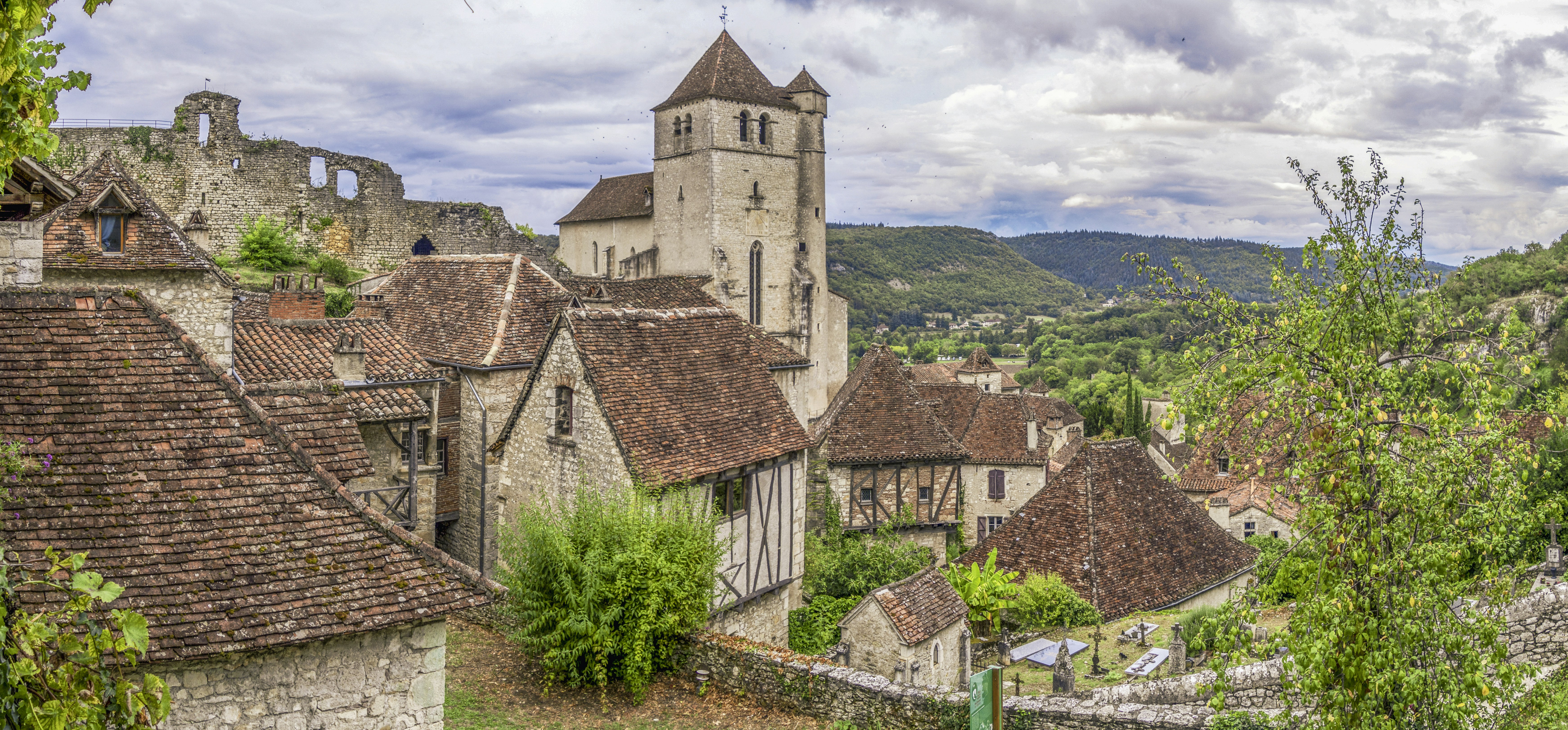 Stone-Cloaked Village Under a Crowned Sky