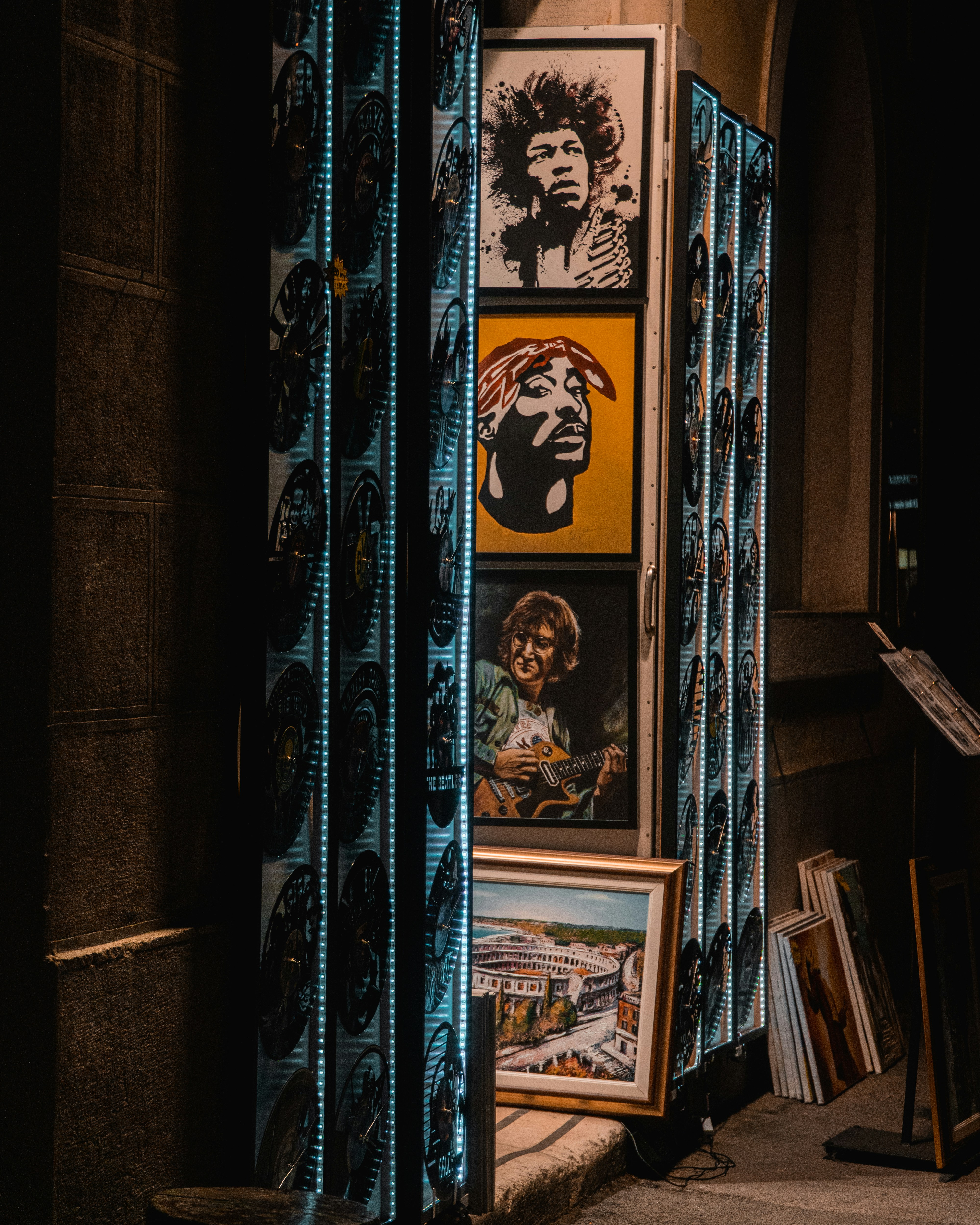 a wall with art on it