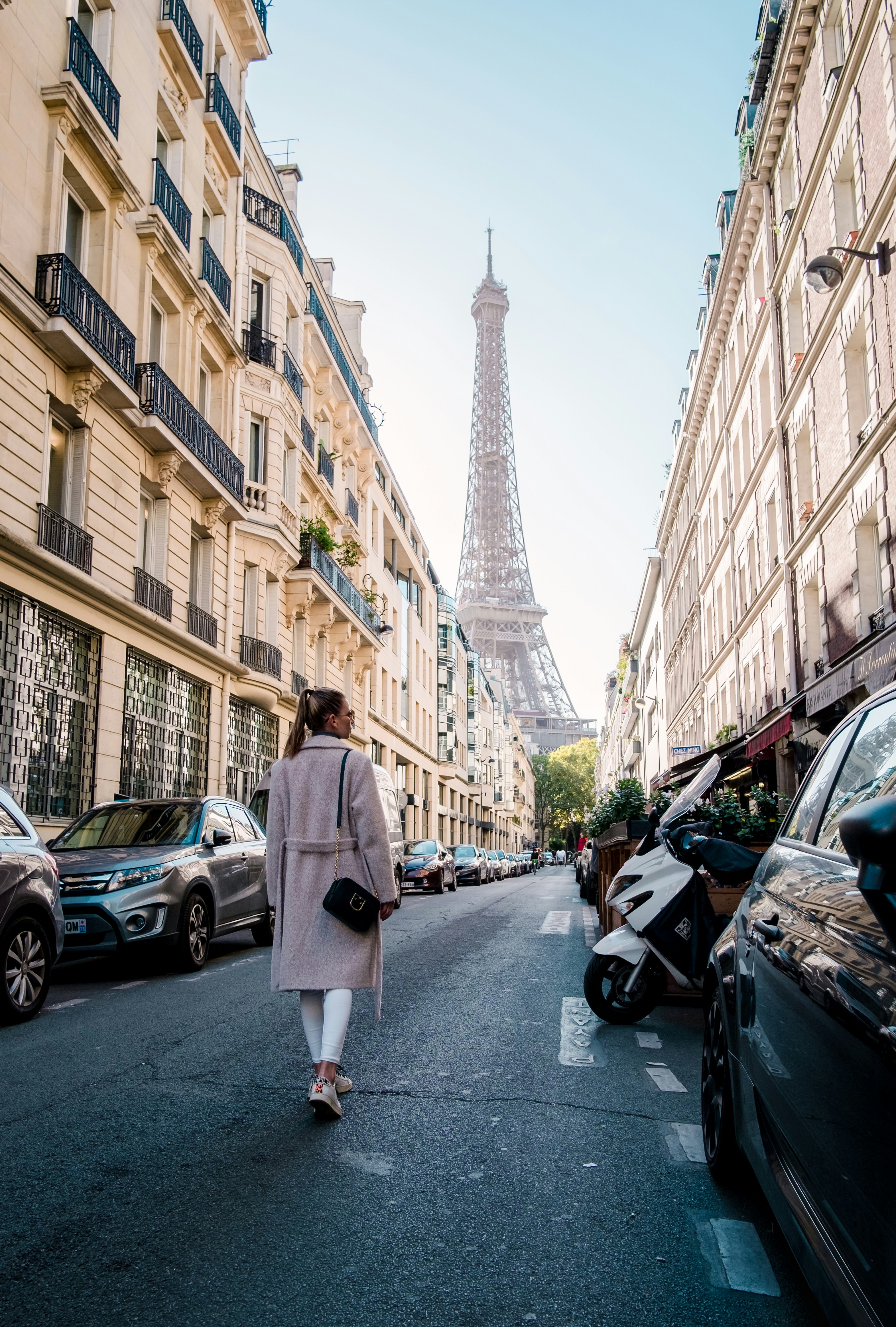 The Eiffel tower seen from the Rue de Monttessuy