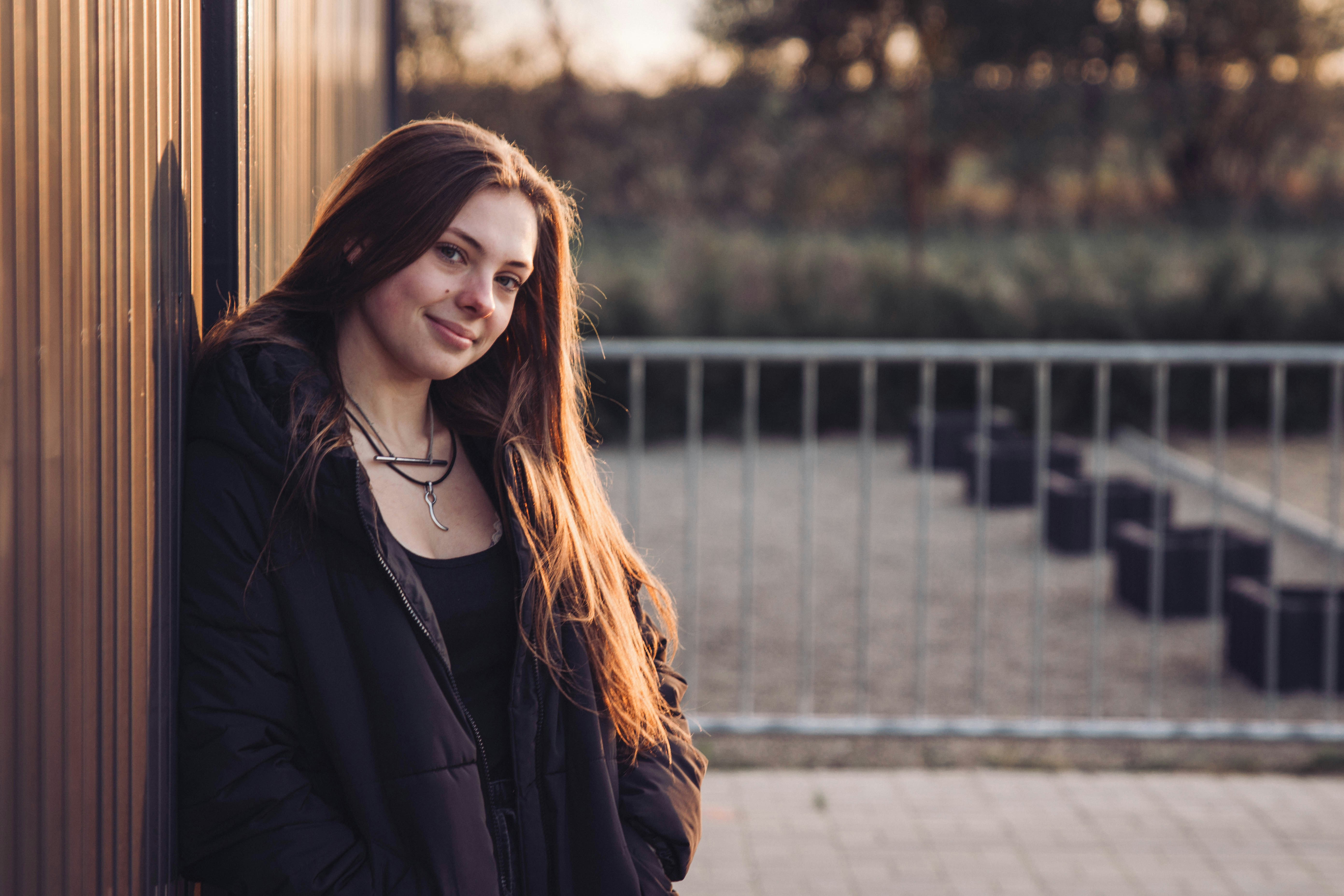a woman with long hair