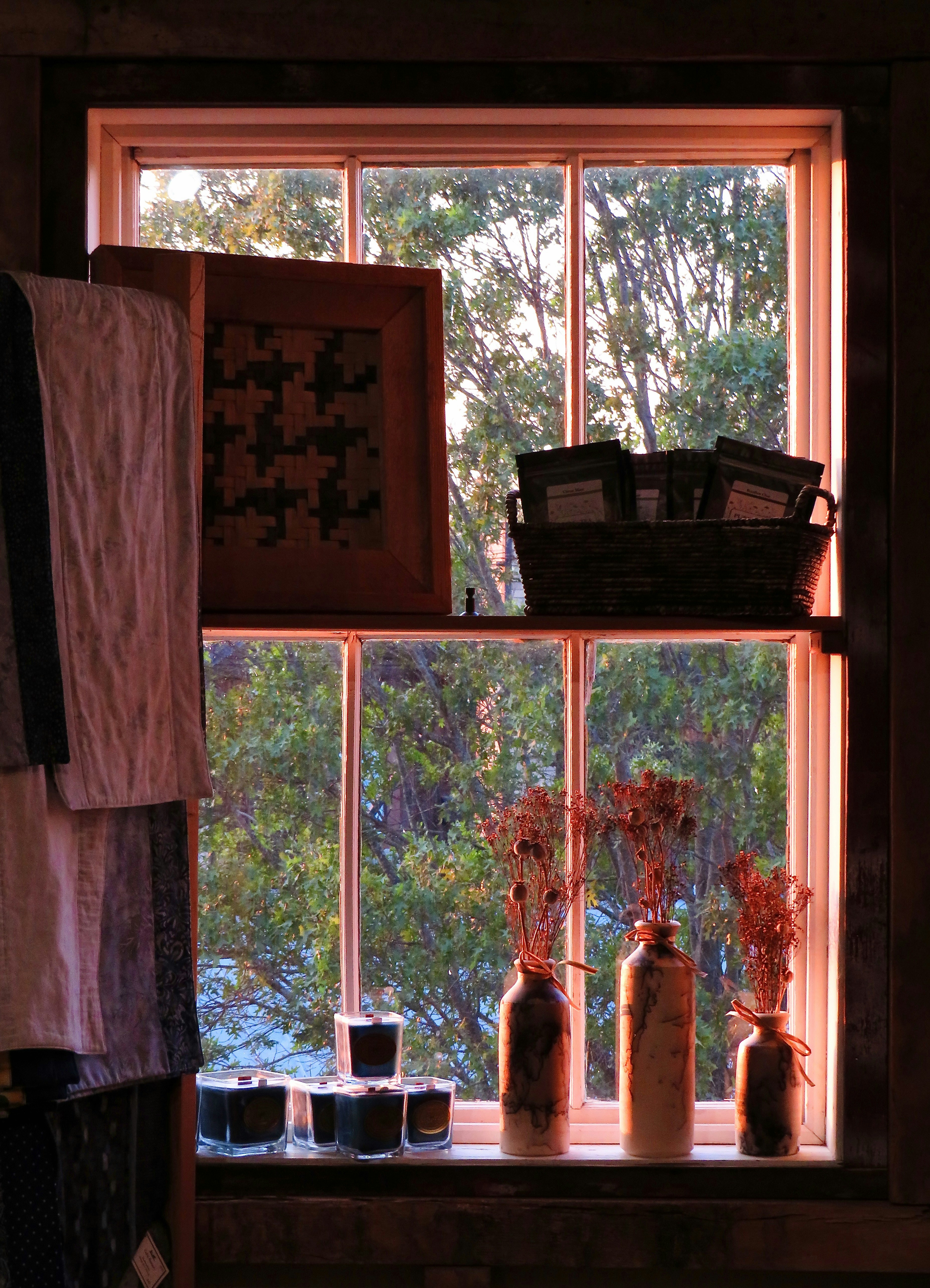 Sunlit Still Life Through Rustic Window