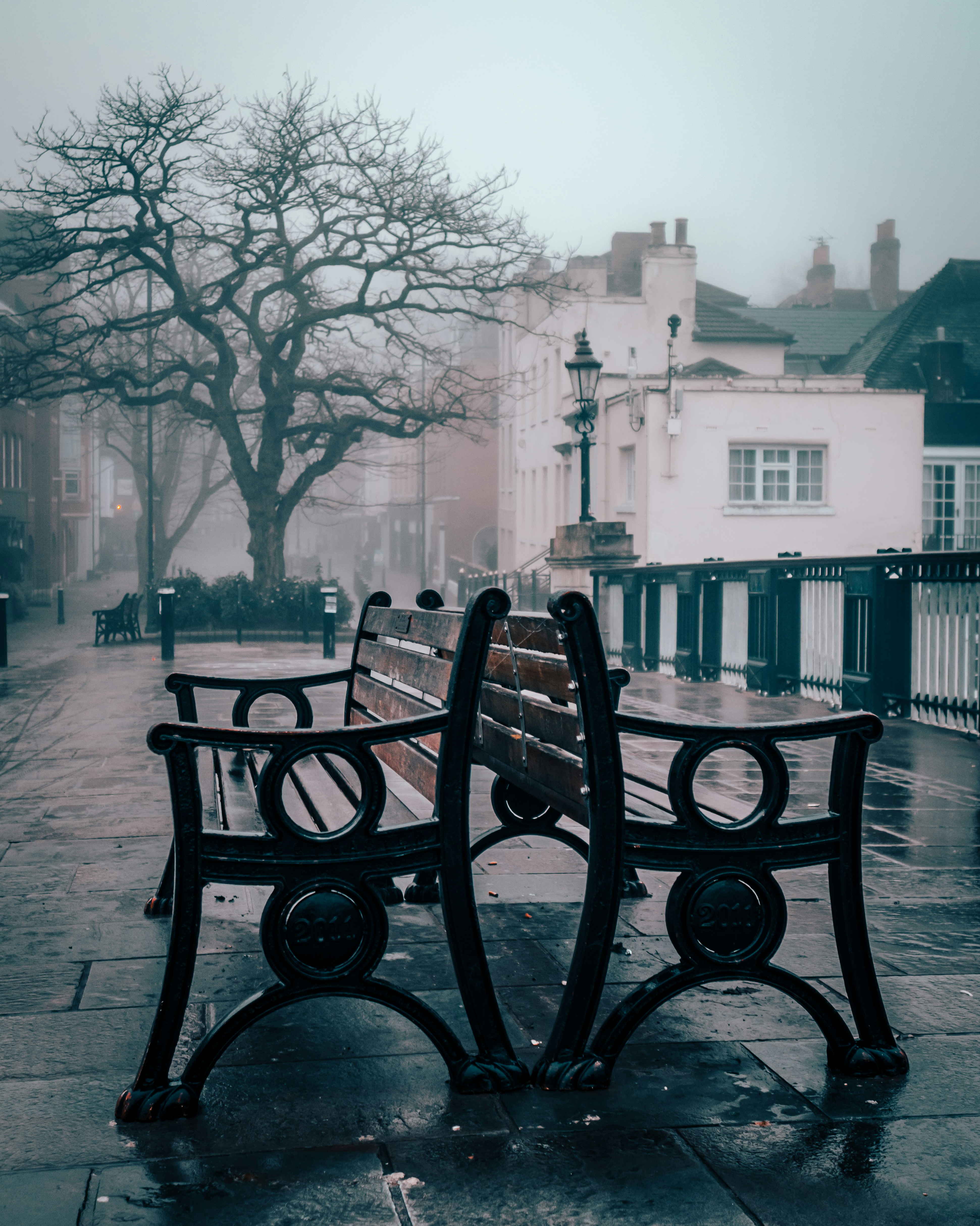 a bench sits unoccupied