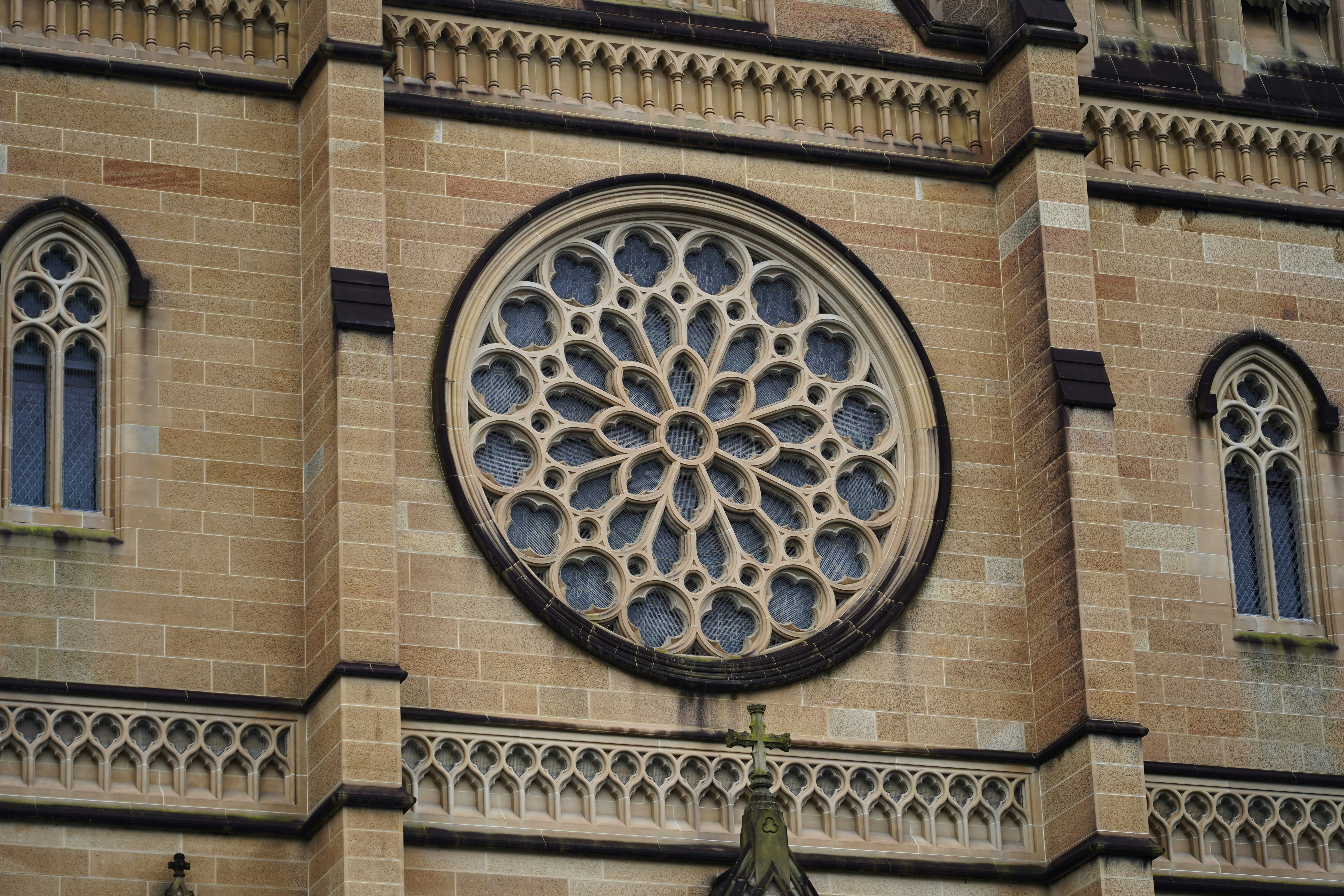 Rose Window Geometry: Tracery and Sunlit Sandstone