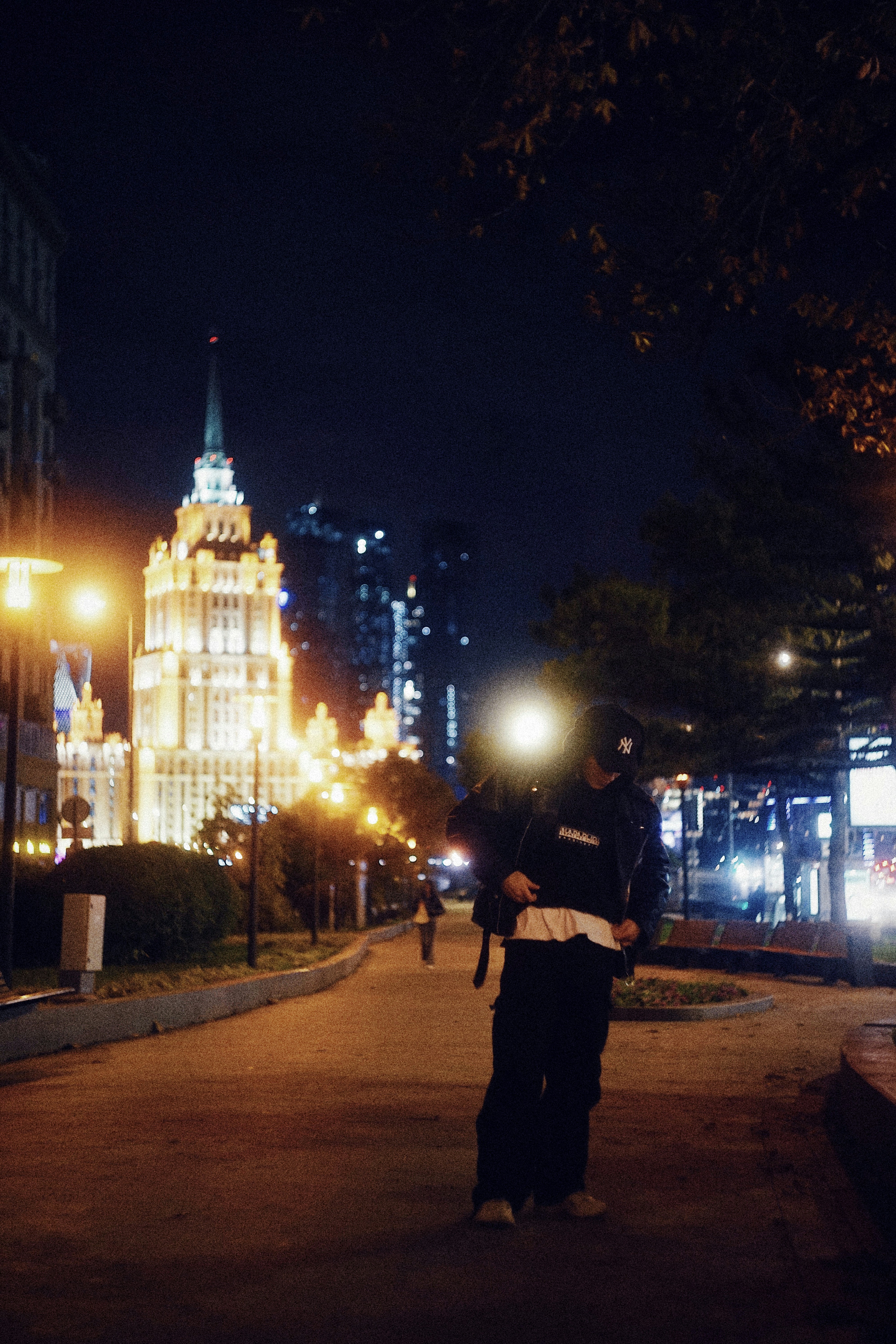 Night Stroll Under Neon Skyscrapers
