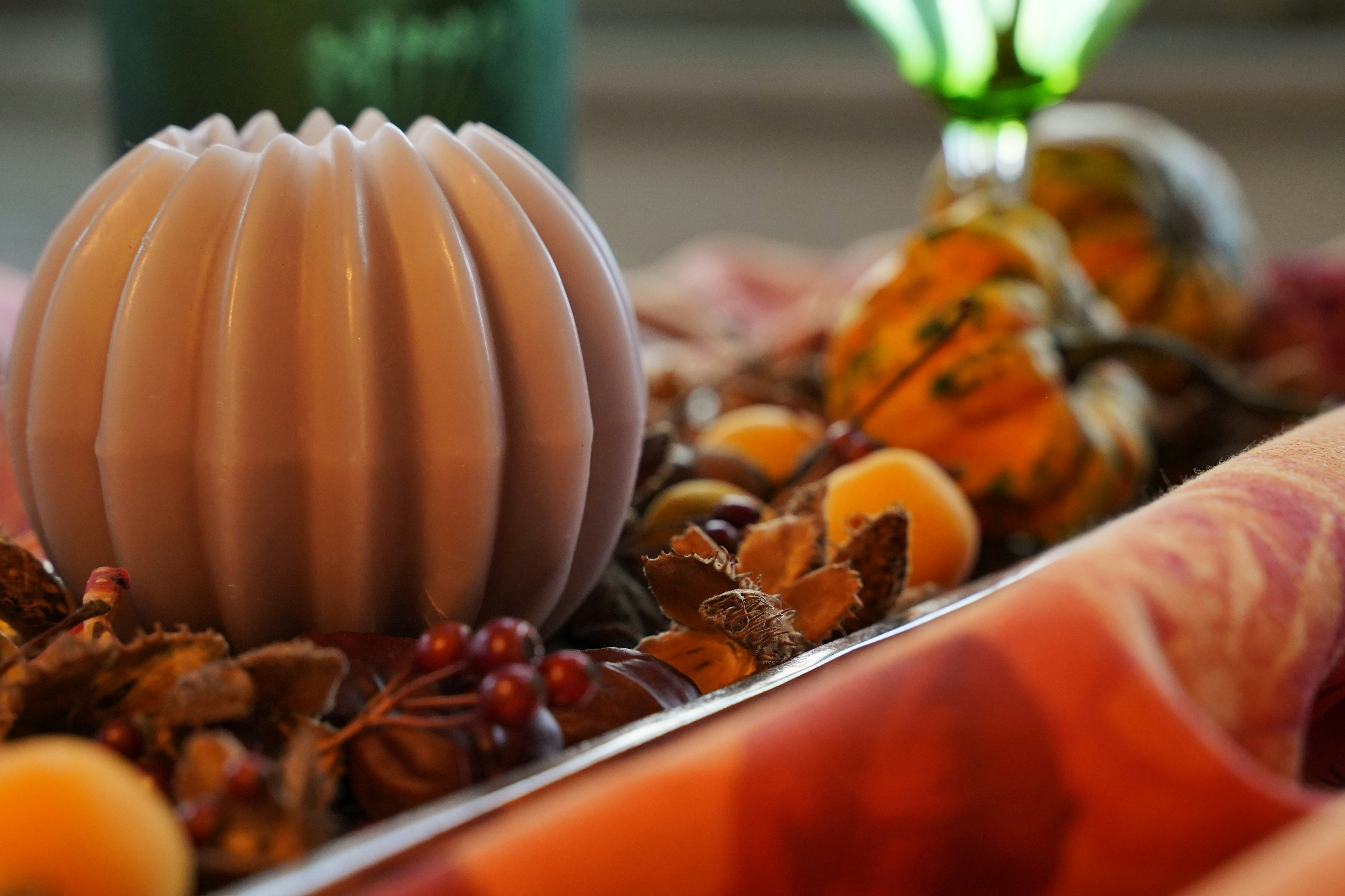 Atumn decoration on a dining table