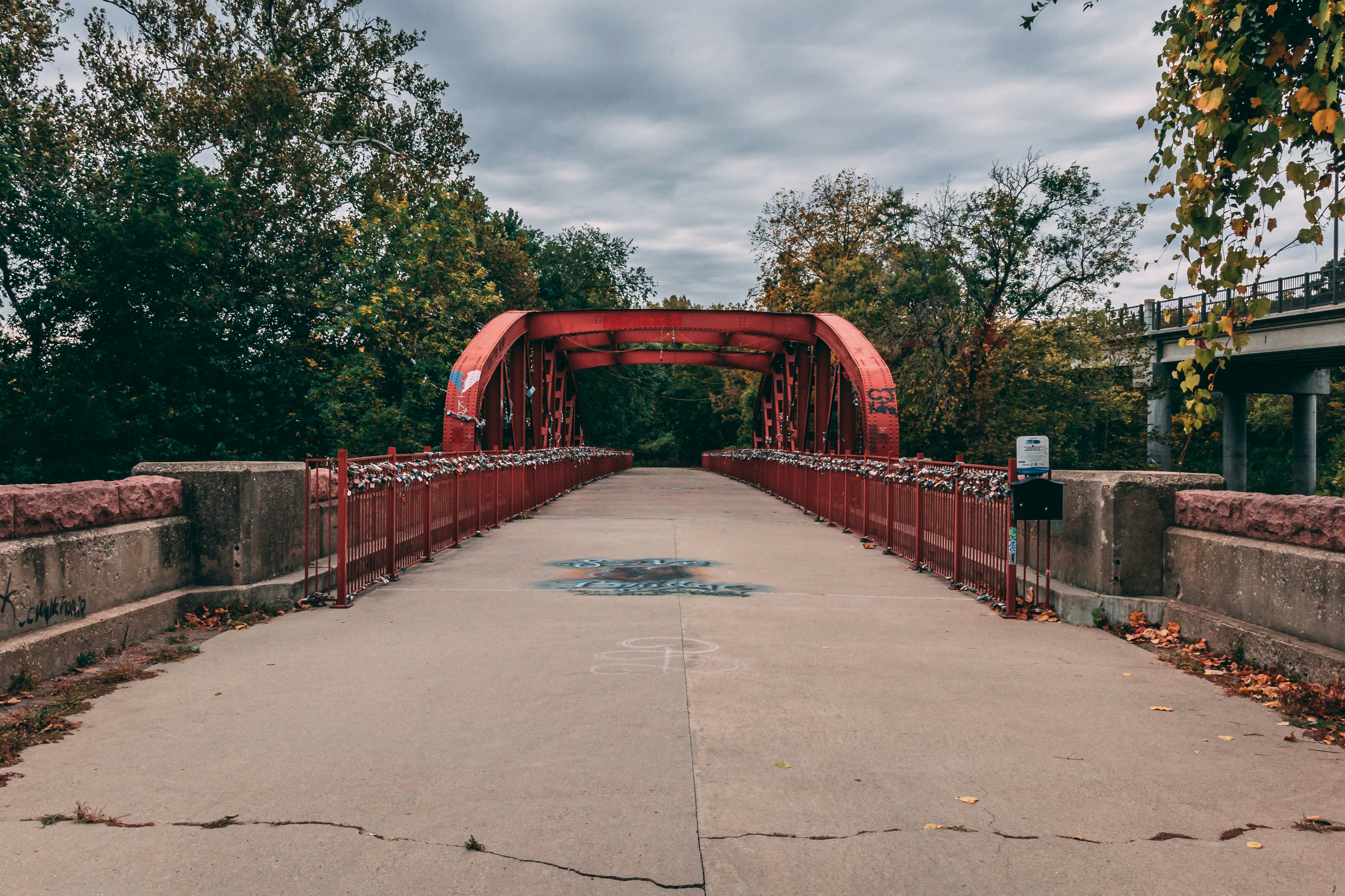 A bridge with a red railing photo – Free Old red bridge - love lock ...