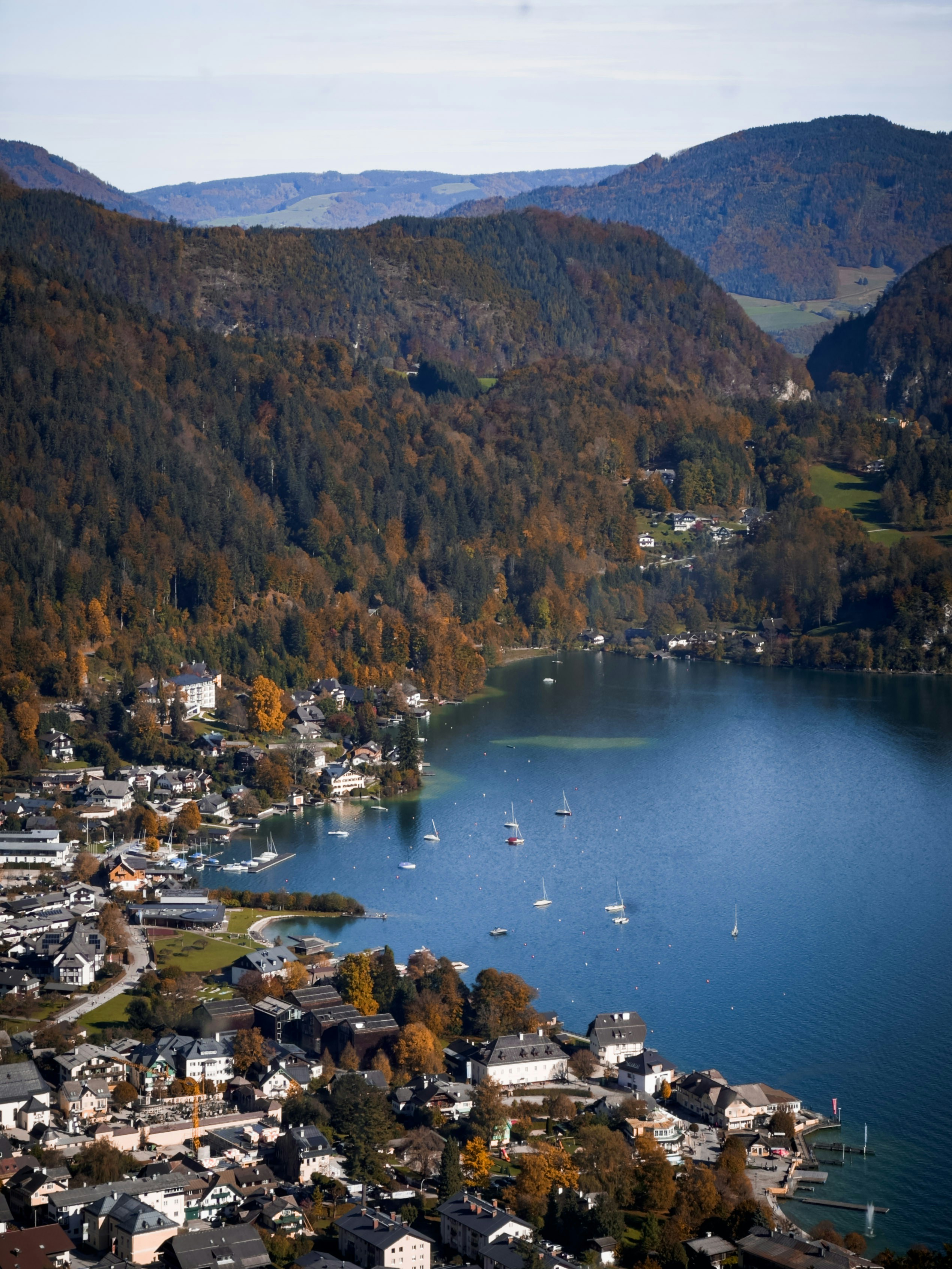 Autumn Crest Over the Lake Village