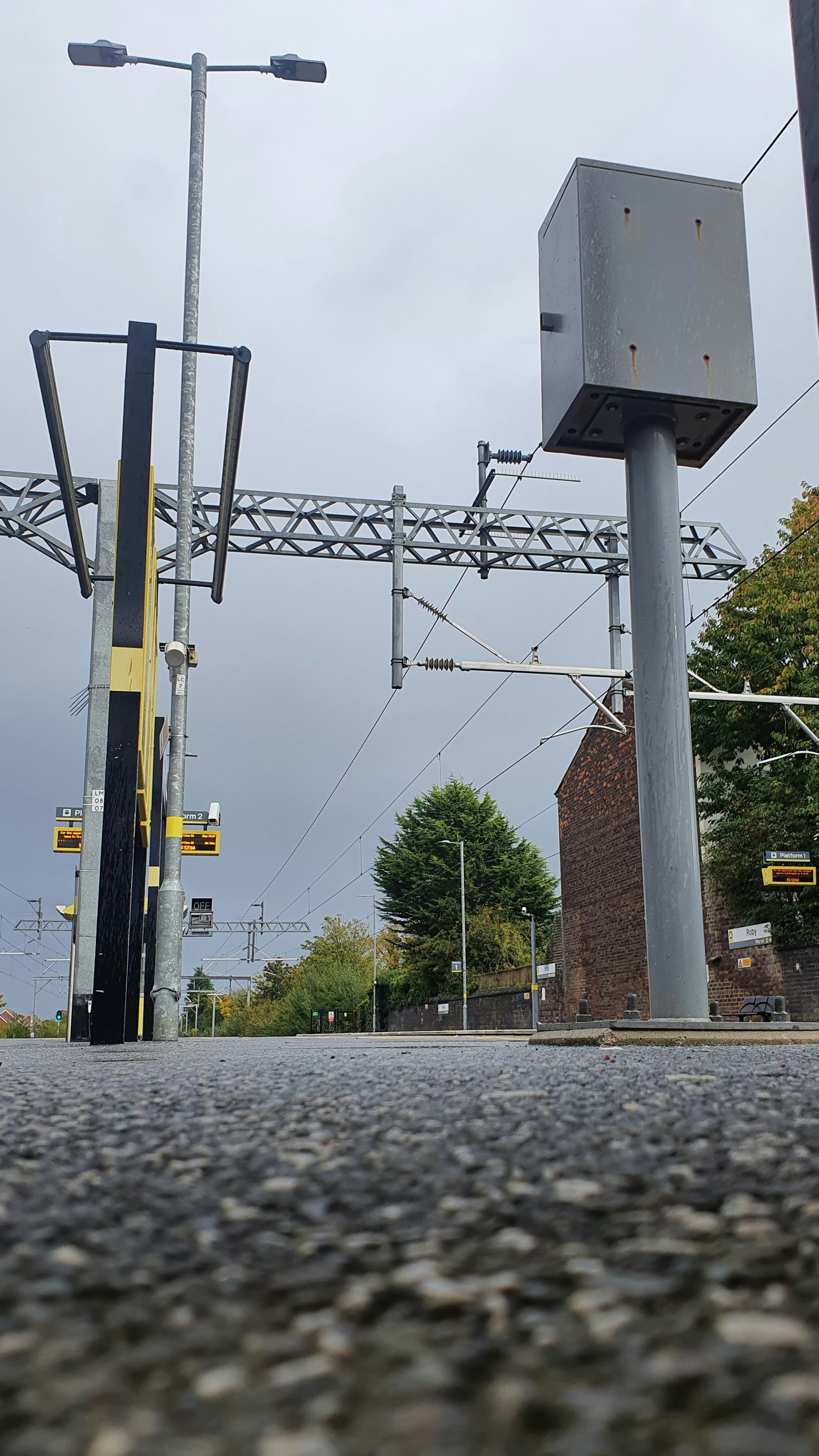 Low-Angle Rail Crossing: Steel Beams and Track in Focus