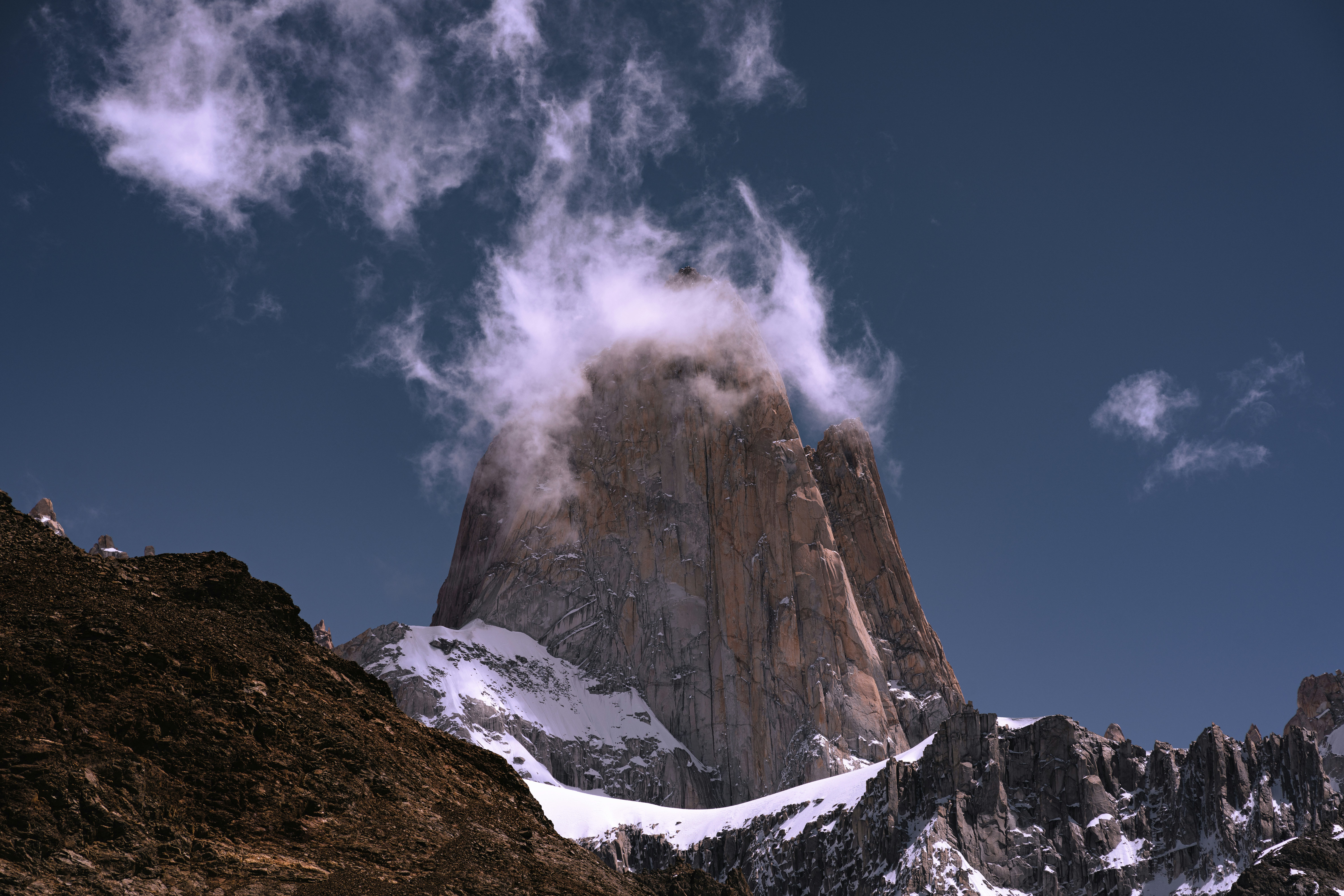 Majestic Peak Embraced by Clouds