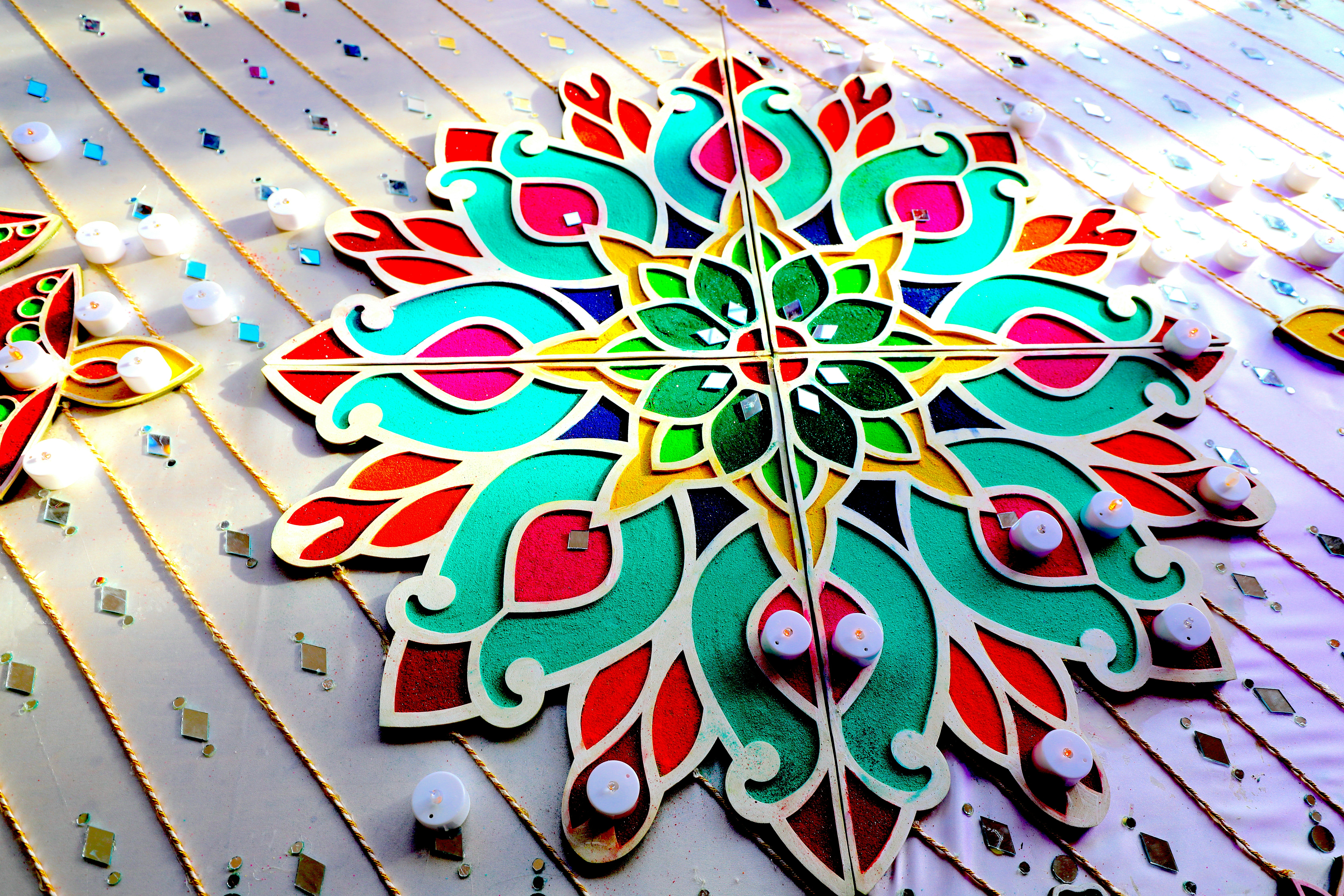 Diwali rangoli during celebration in London's Trafalgar Square.