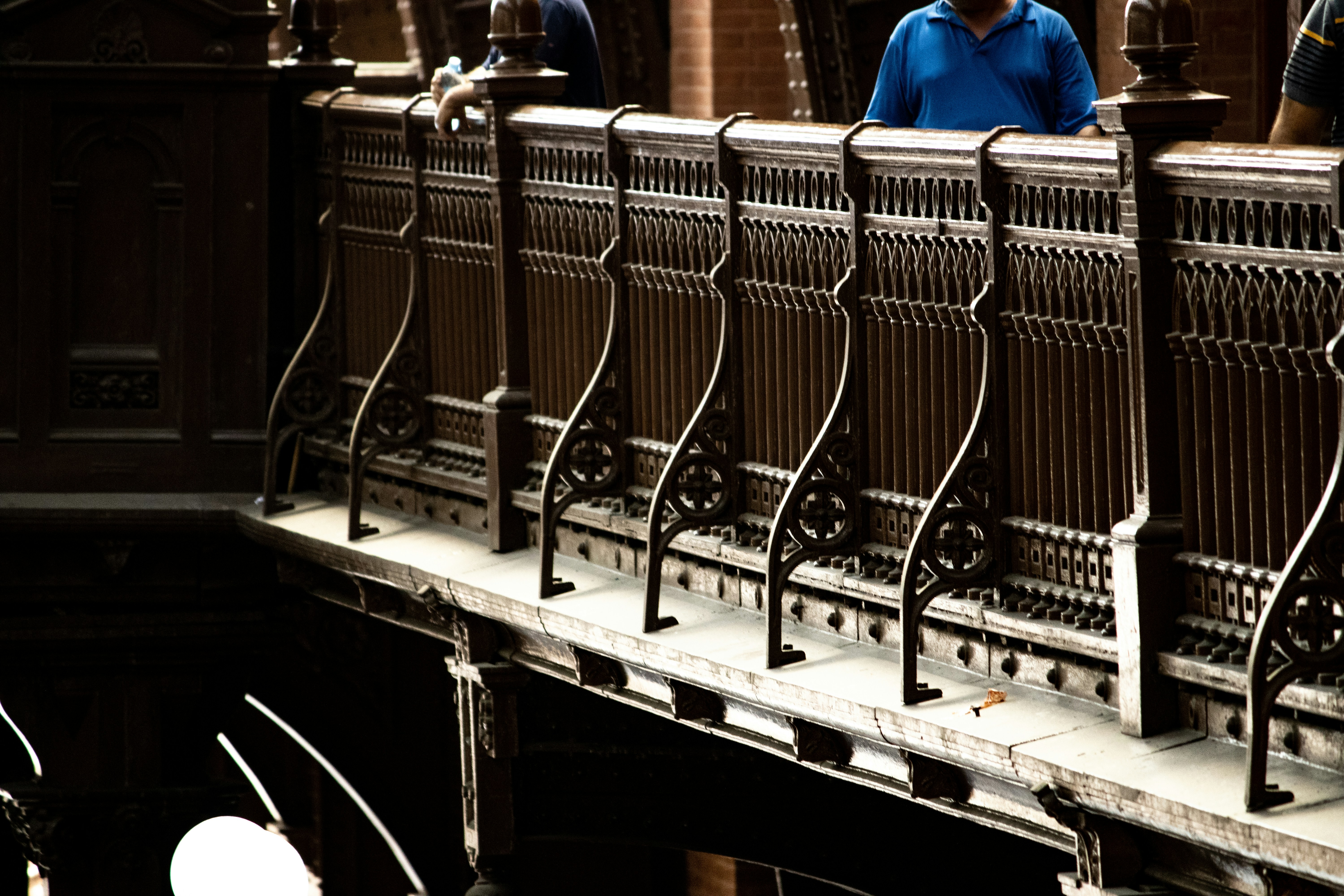 a row of metal pipes